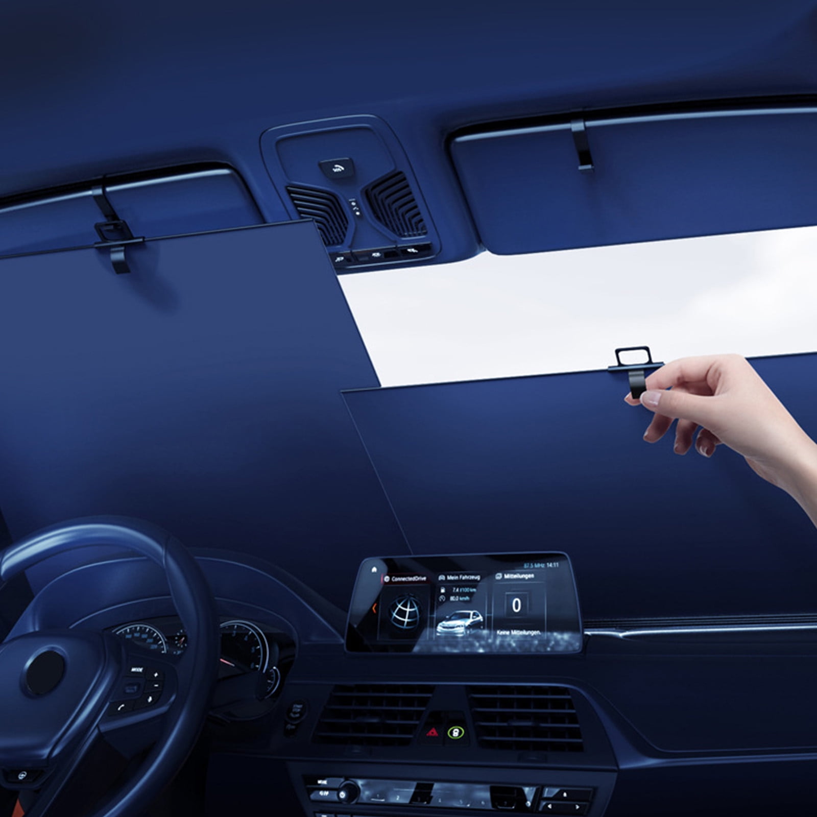 Automatic Retractable Car Sunshade,Thickened Windshield Sun Shade for ...