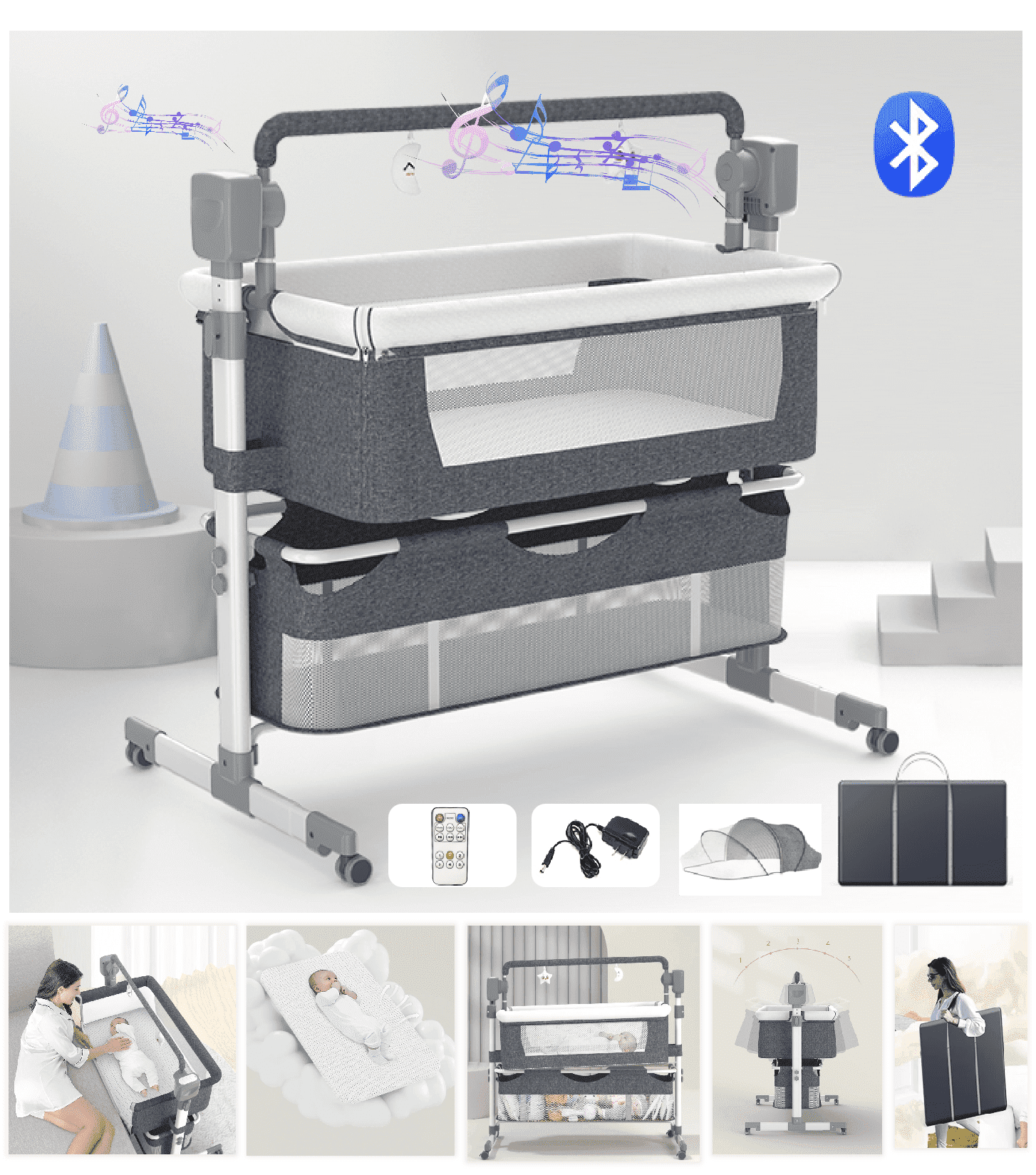 Automatic Rocking Recliner Baby Crib Bed-Sharing Remote Control Baby ...