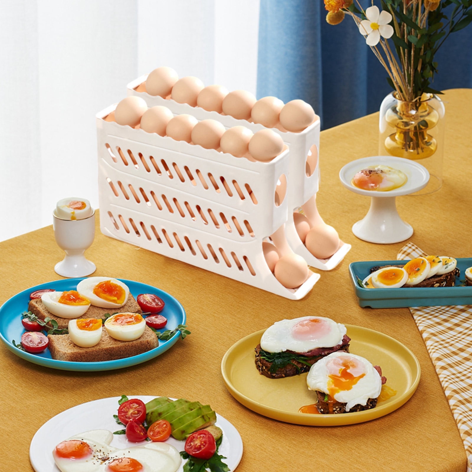 Automatic Rolling Egg Dispenser for Refrigerator - 4-Tier Space Saving ...