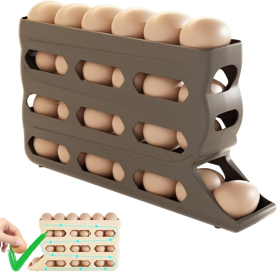Automatic Rolling Down Egg Holder, 2025 New 4 Tiers Egg Holder for ...