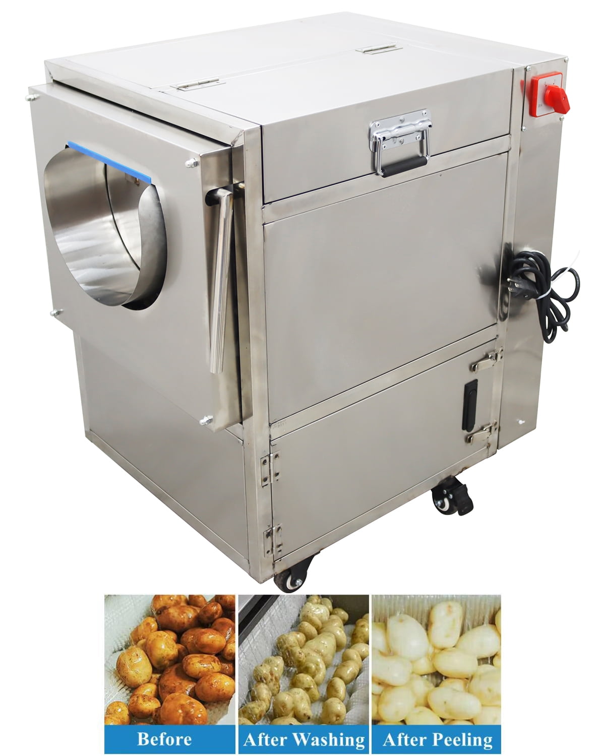 Automatic Root Vegetable Roller Brush Washer and Peeler for Potato ...