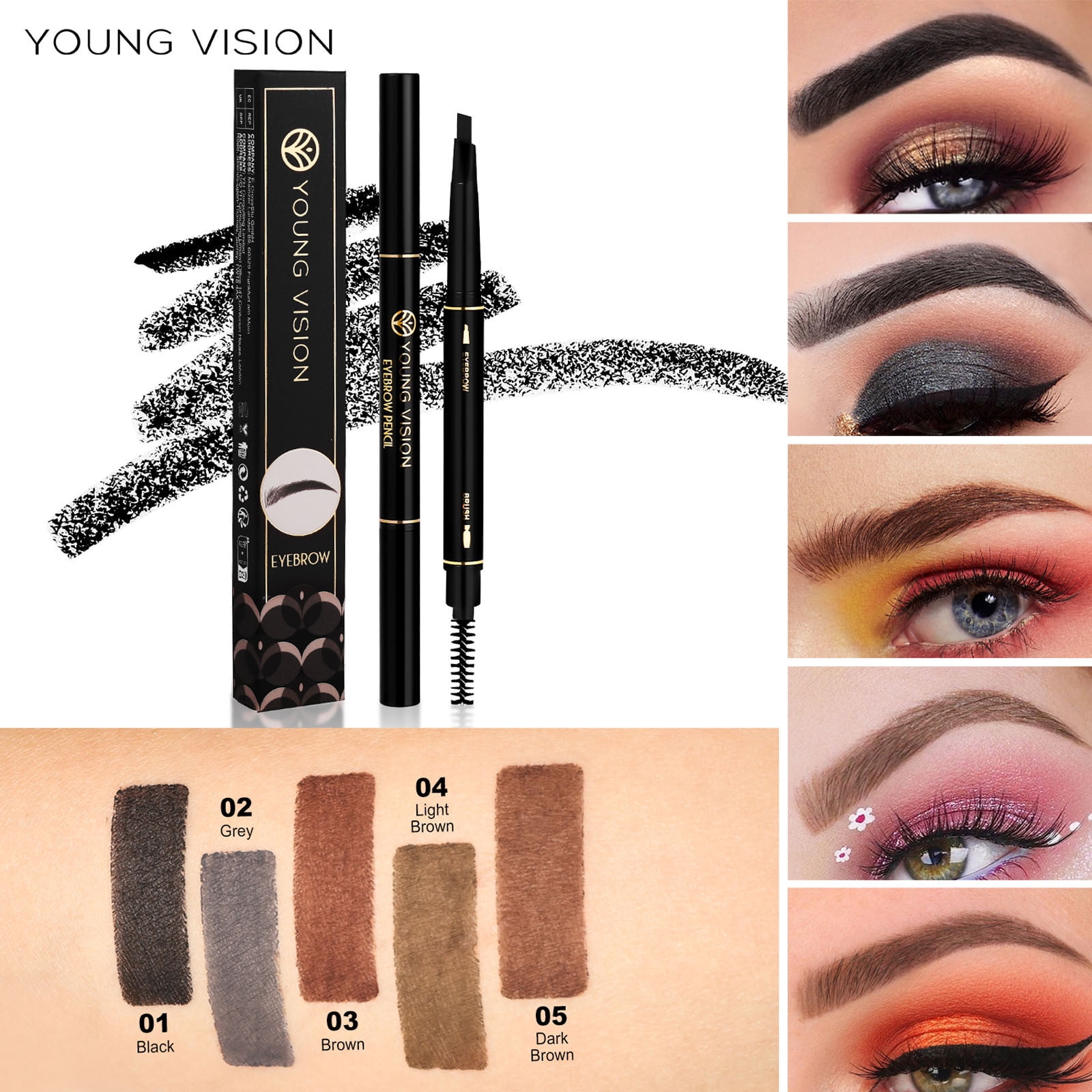 Automatic Rotating Eyebrow Pencil, Triangular Design, Water-Resistant ...