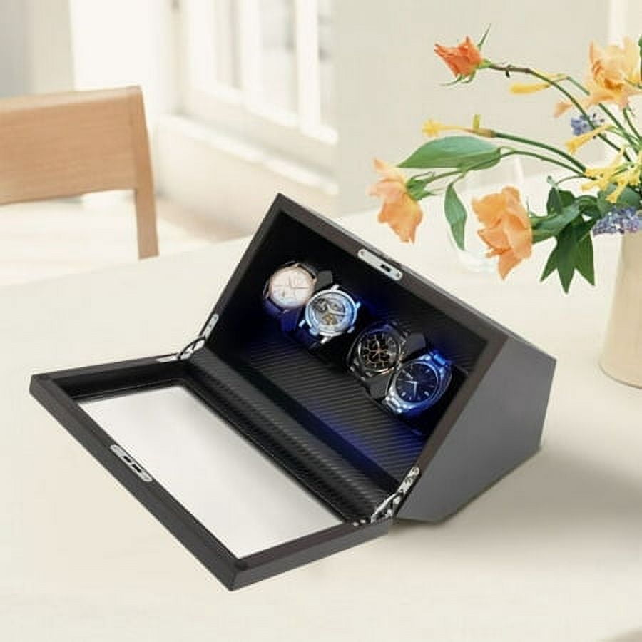 Automatic Rotation Watch Winder 4 Watches Display Wacth Storage Box W ...