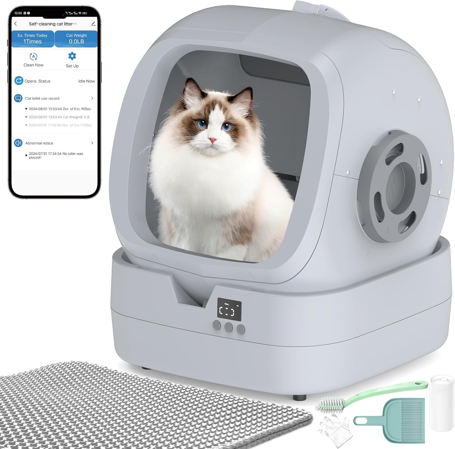 Automatic Self-Cleaning Cat Litter Box, APP Control & Open-Style Design ...