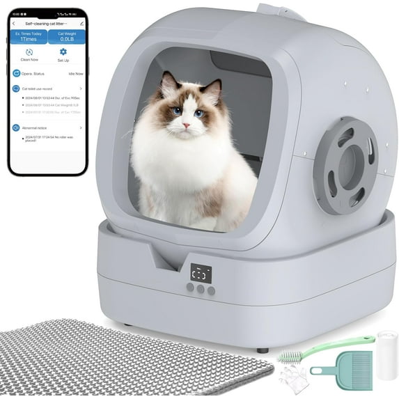 Automatic Self-Cleaning Cat Litter Box, APP Control & Open-Style Design ...