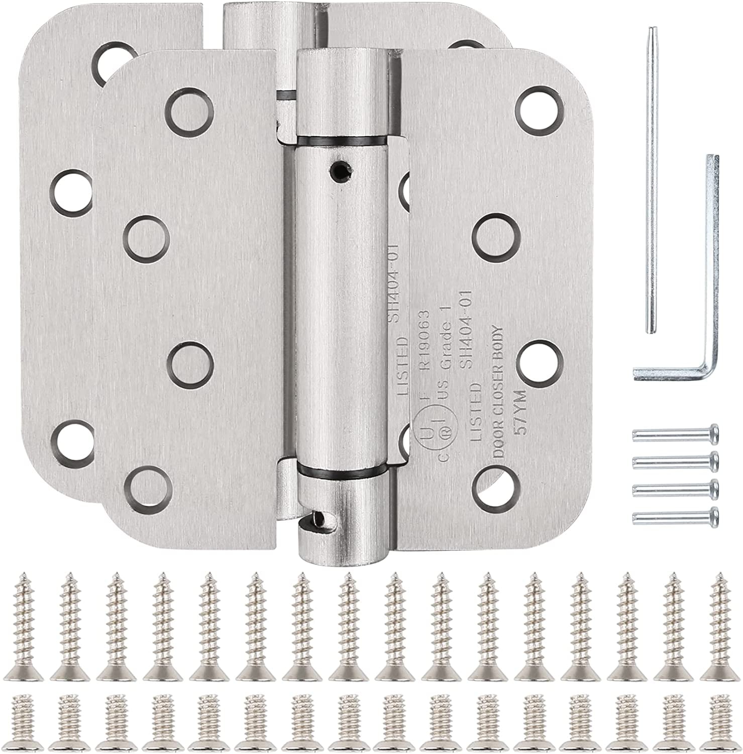 Automatic Self-Closing Door Hinges Satin/Brushed Nickel 4" x 4 Inch ...