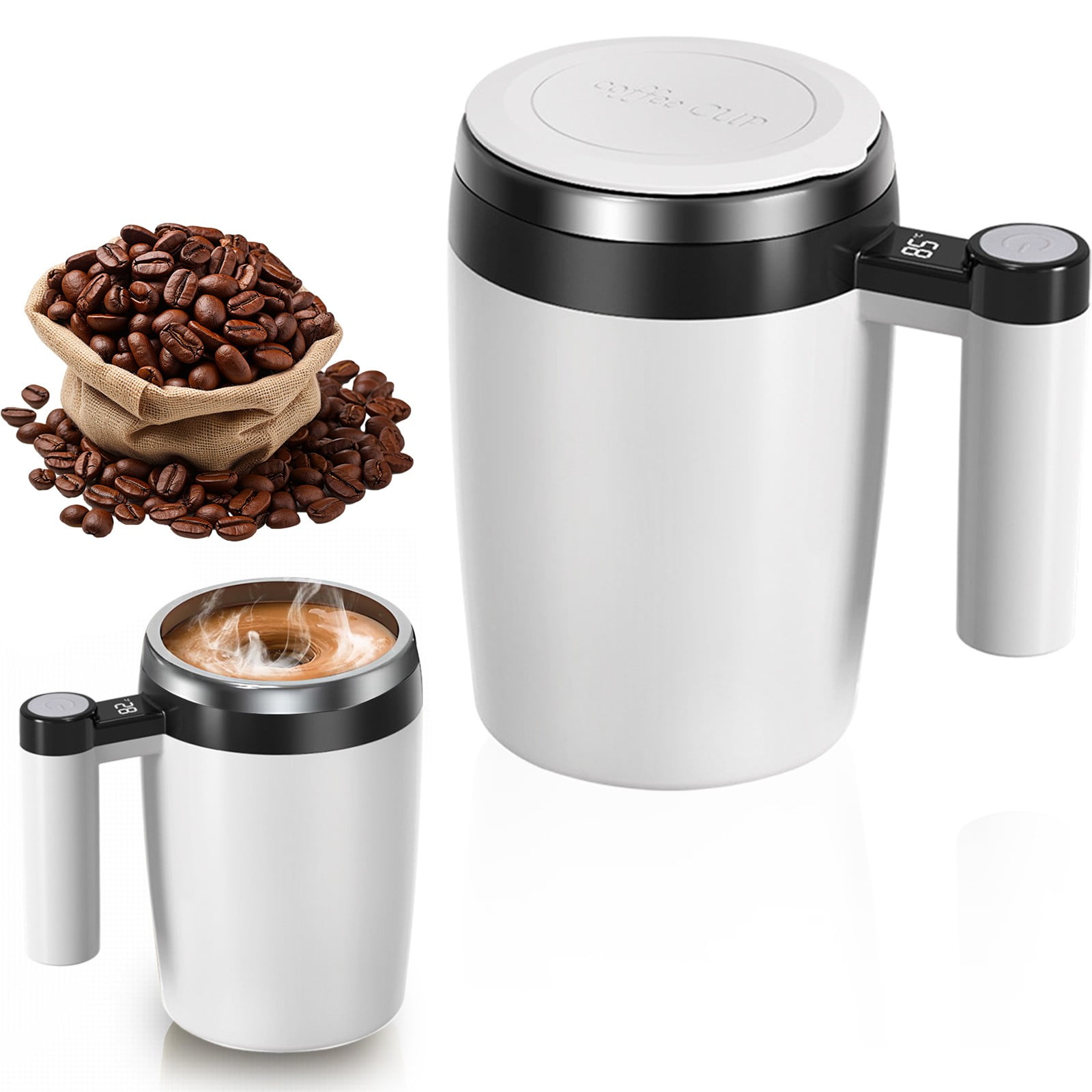 Automatic Self Stirring Coffee Mug with Lid,Magnetic Coffee Stirrer for ...