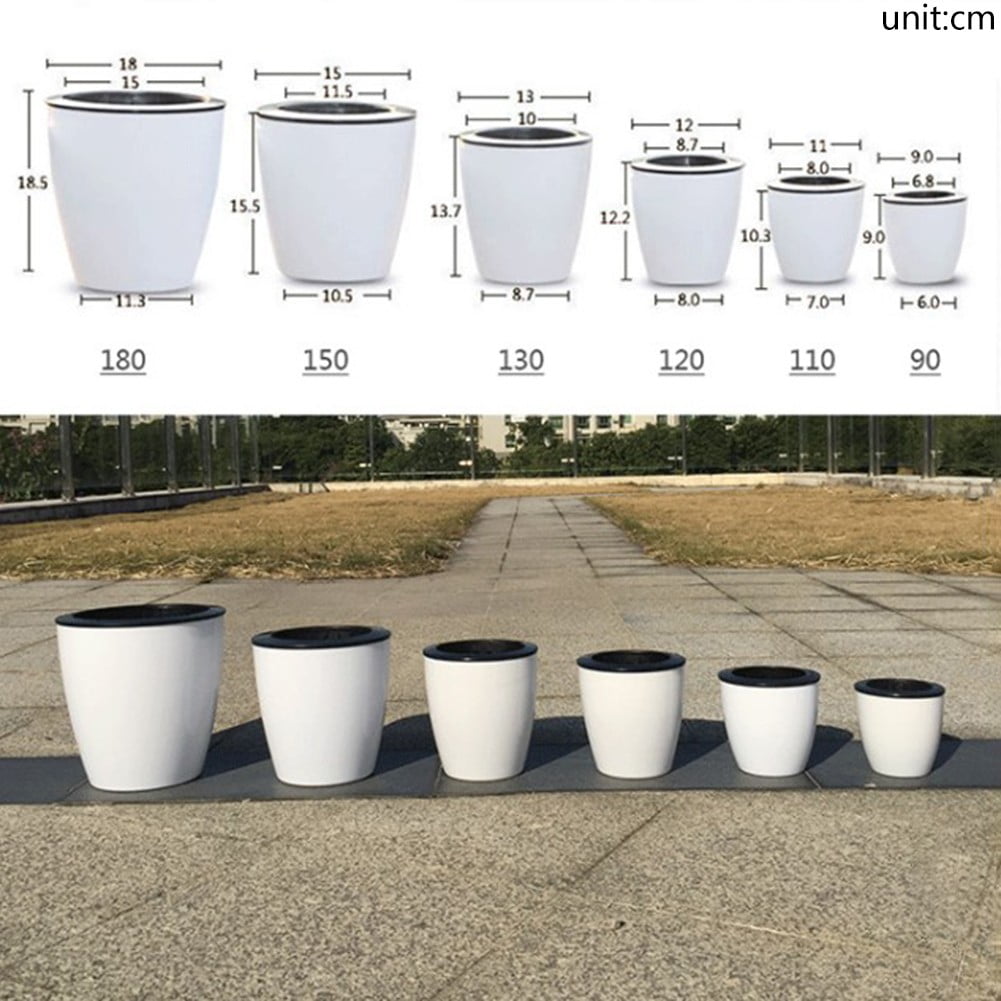 Automatic Self Watering Round Plastic Plant Flower Pot Garden Decors ...
