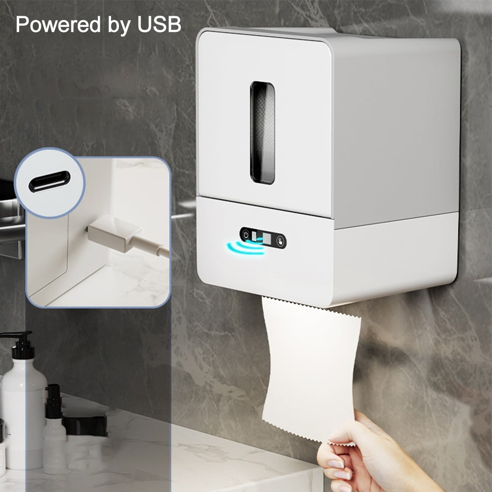 Automatic Sensing Tissue Box,Smart Bathroom Organizer with Night Light ...