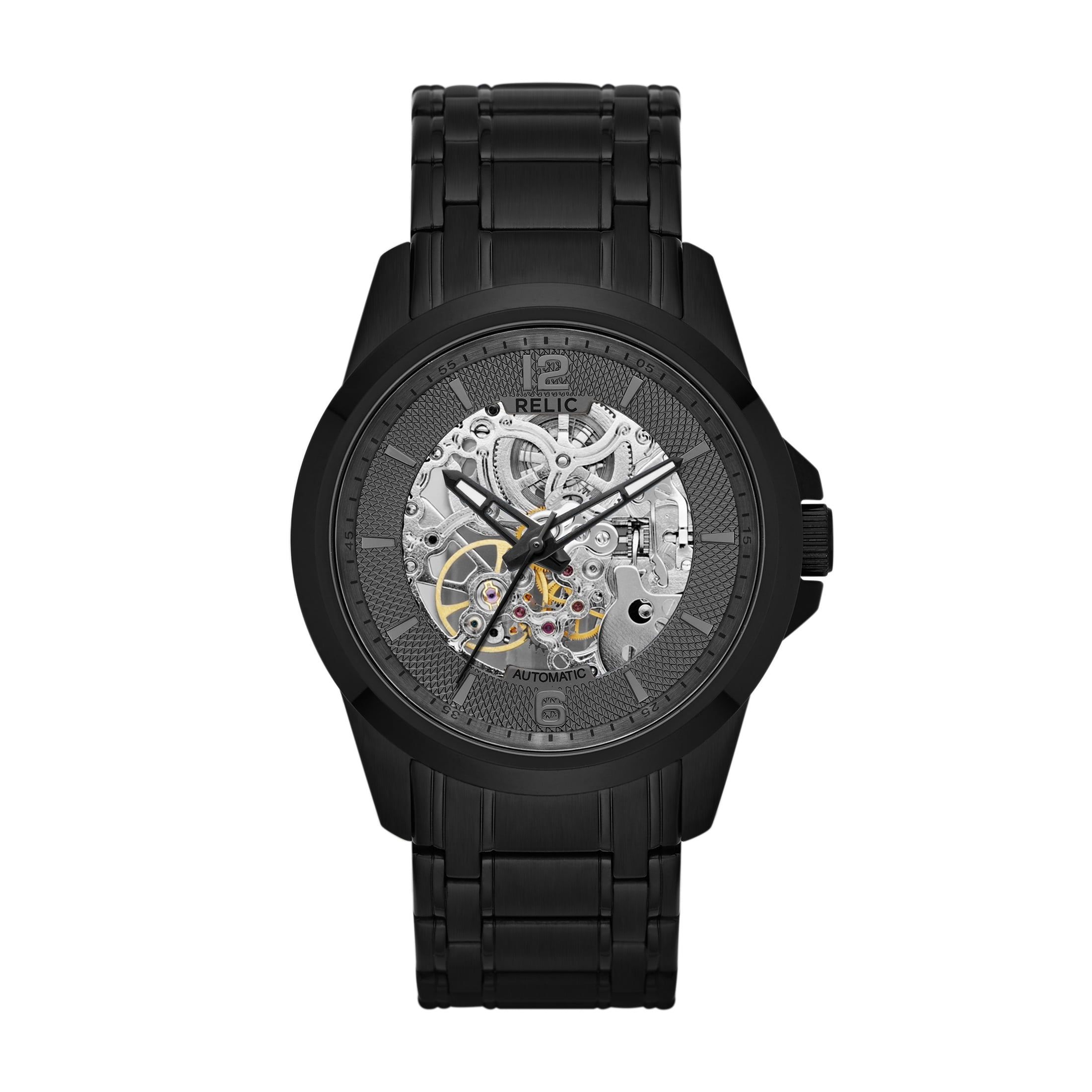 Relic Men's Damon Automatic, Black Stainless Steel Watch - Walmart.com