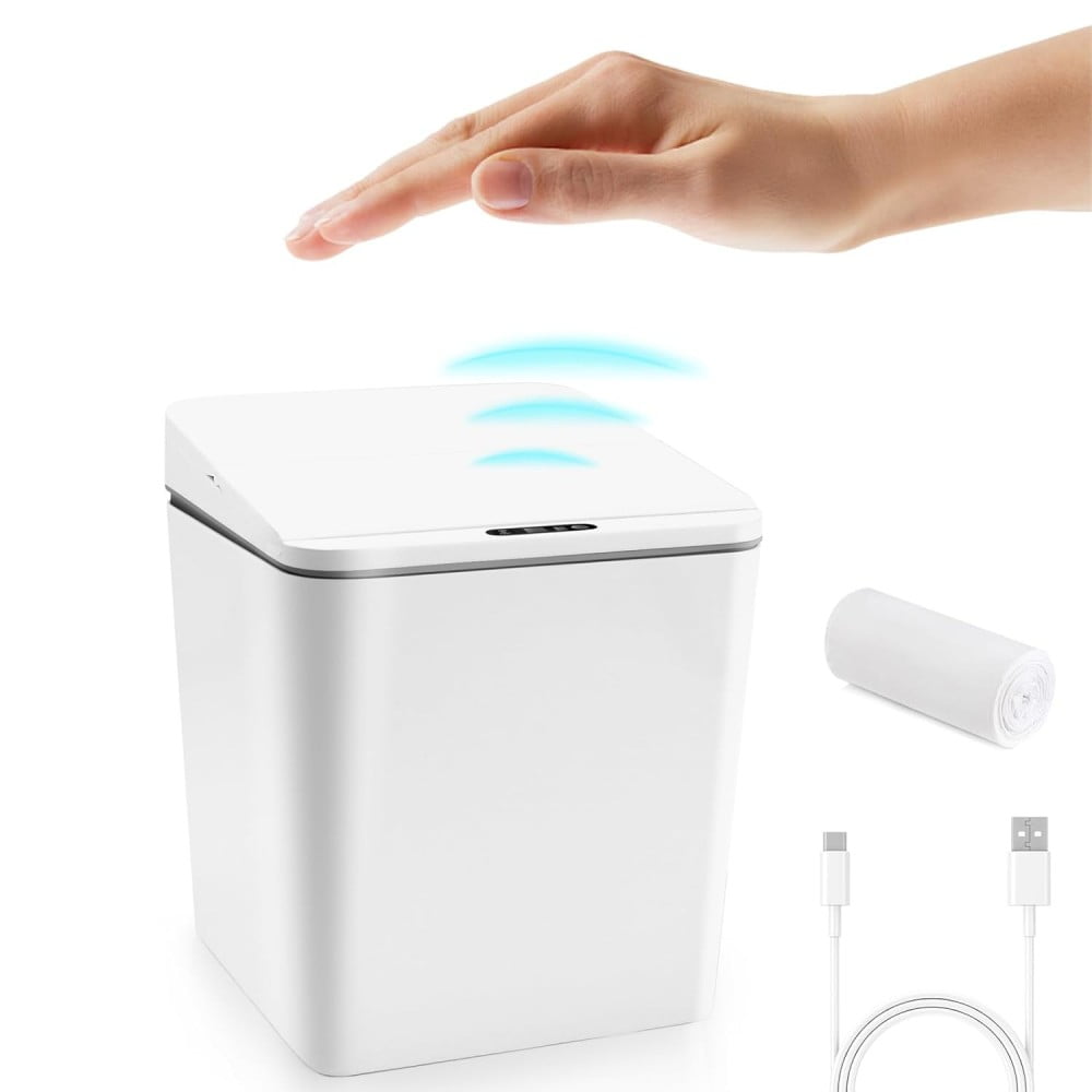 Automatic Small Countertop Trash Can, Rechargeable Mini Desktop Waste ...