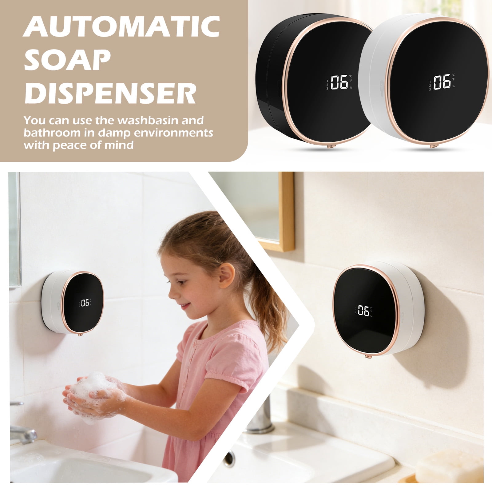 Automatic Soap Dispenser Liquid Bathroom, Wall Mount Rechargeable ...