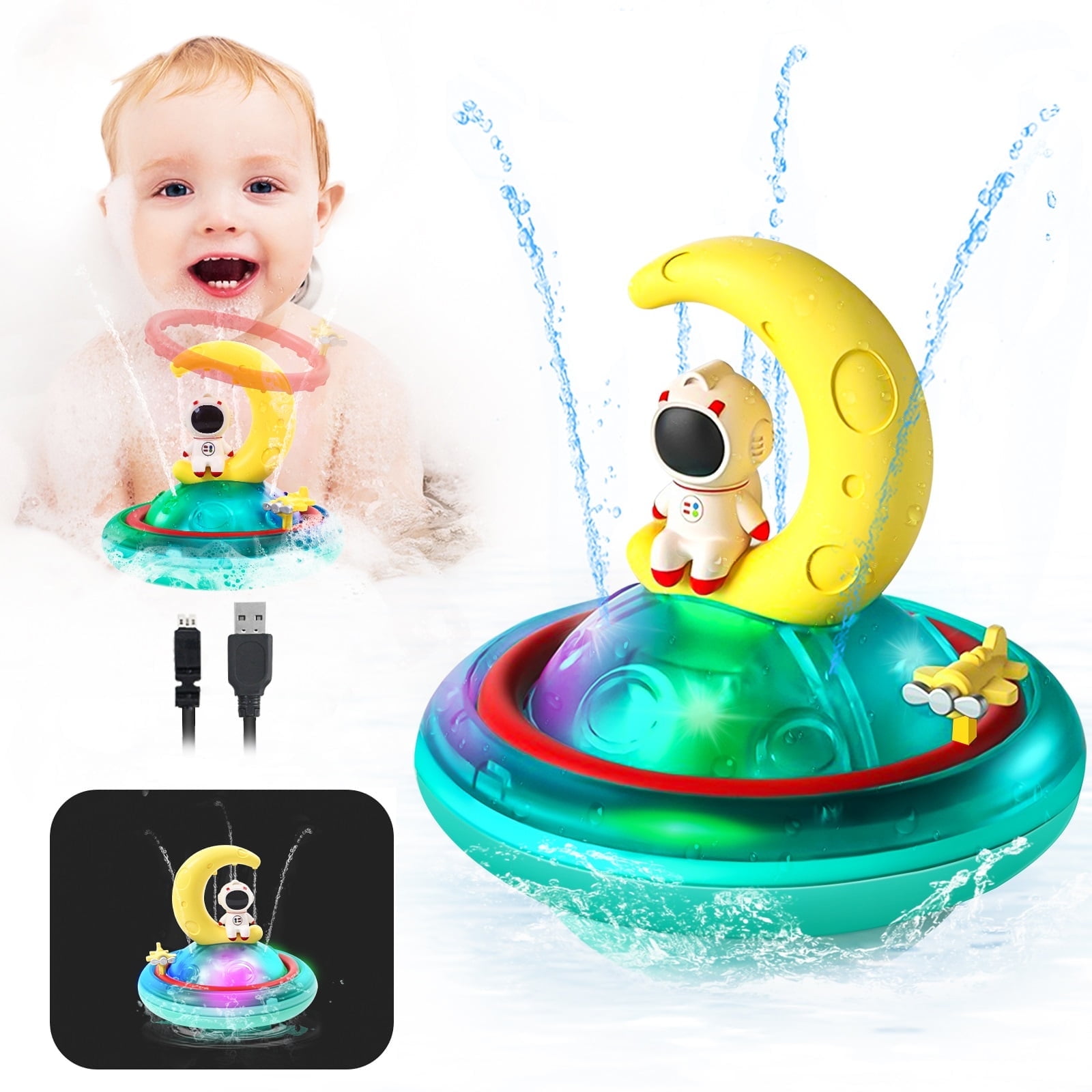 Automatic Spray Water Baby Bath Toy, Rechargeable Toddler Bath Toy with ...