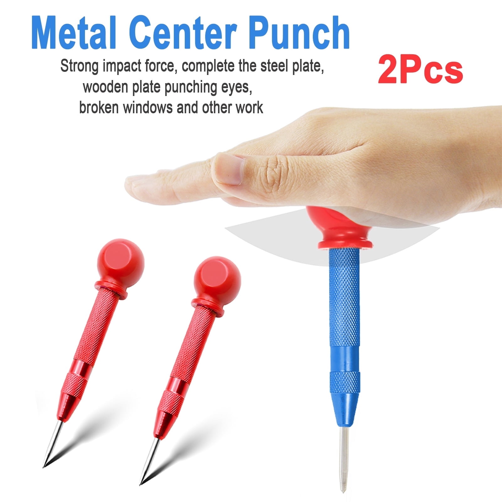 Automatic Spring-Loaded Center Punch 2-Pack - Heavy Duty Grip Tool for ...