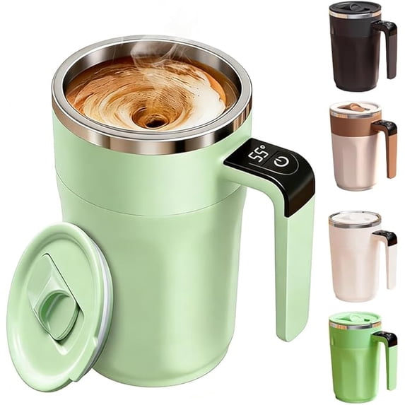 Automatic Stirring Coffee Cup with Temperature Display, Heated Coffee ...