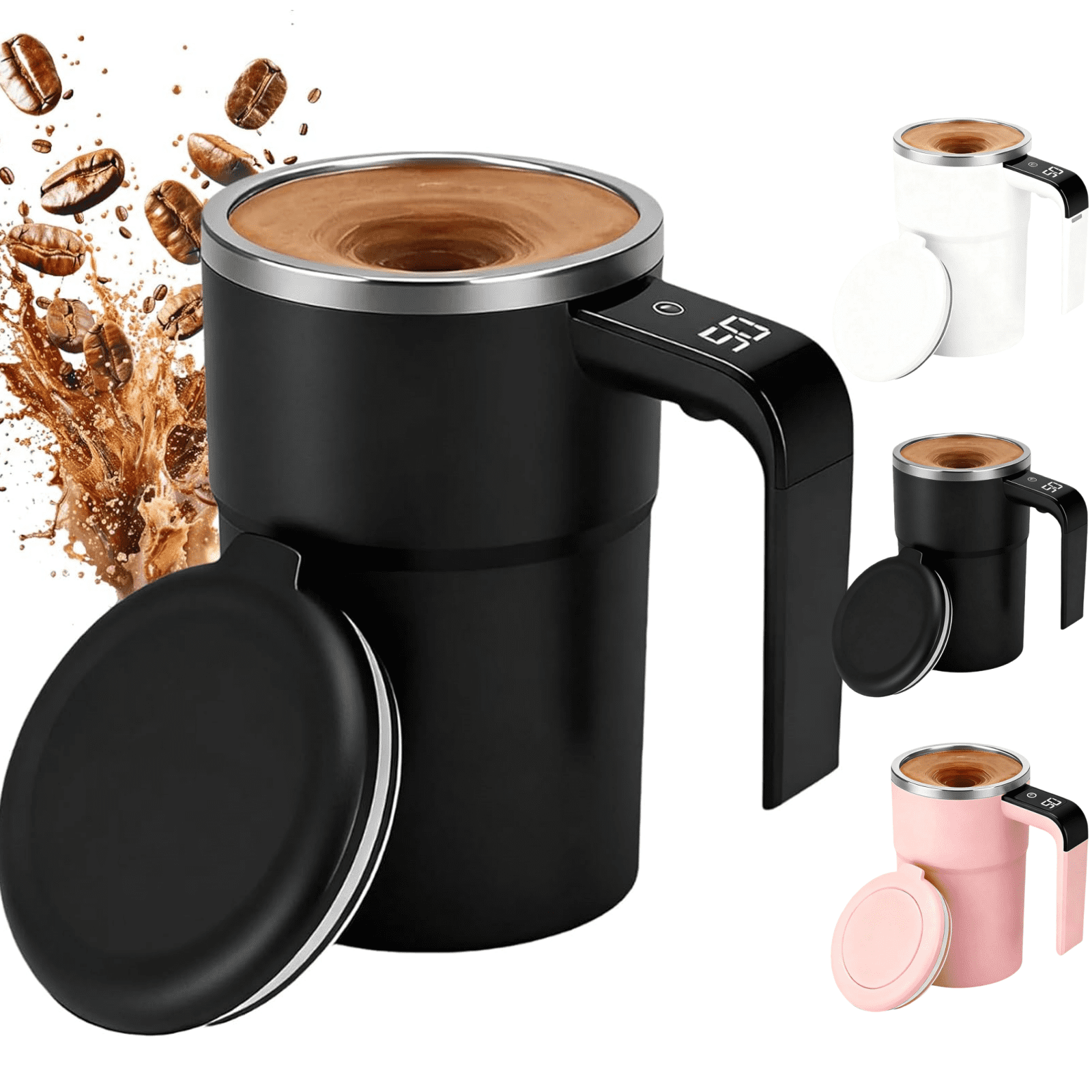 Automatic Stirring Coffee Cup with Temperature Display, Rechargeable ...