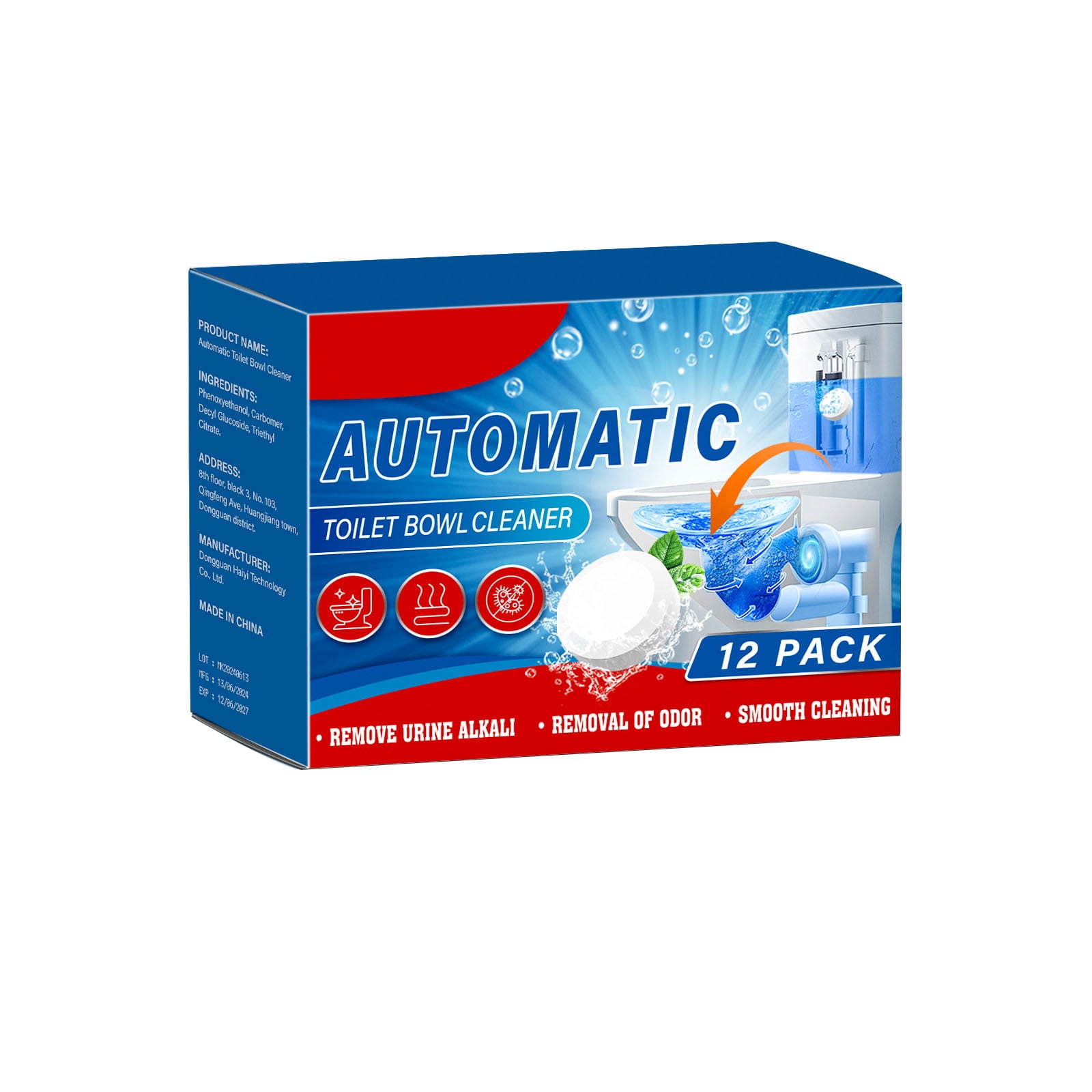 Automatic Toilet Bowl Cleaner Tablets 12 Pack, Effortless Cleaning ...