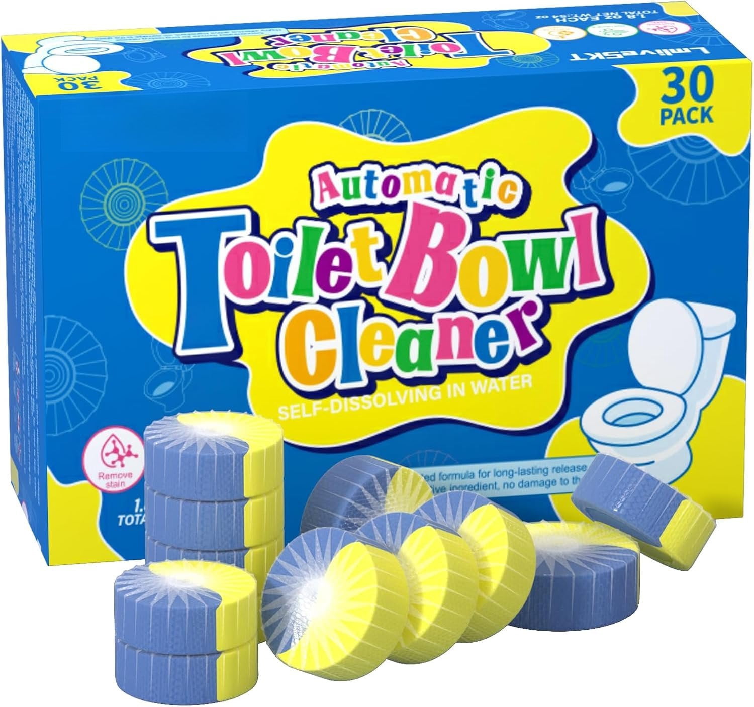 Automatic Toilet Bowl Cleaner Tablets, 30-Pack Long-Lasting Toilet Tank ...