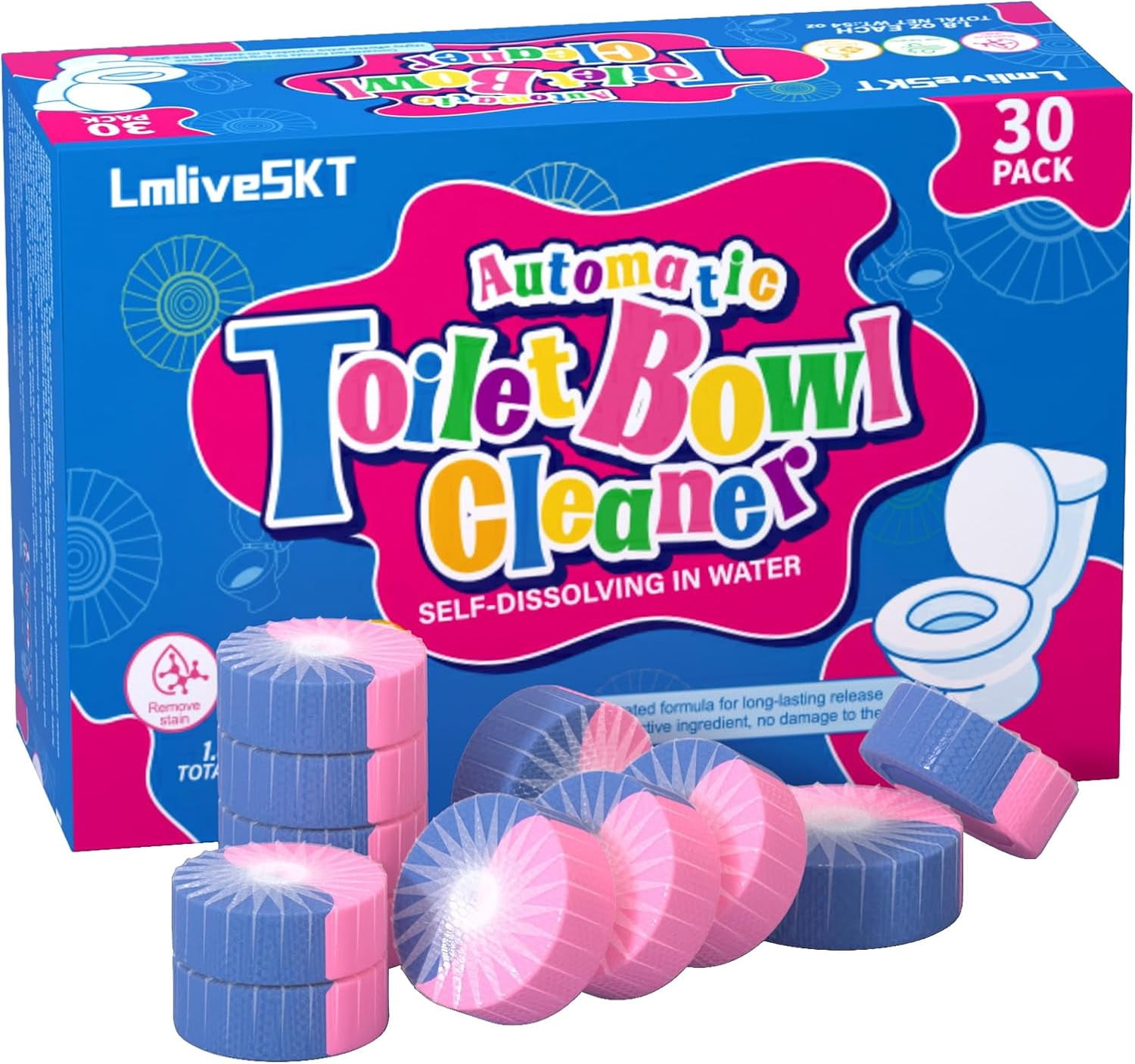 Automatic Toilet Bowl Cleaner Tablets, 30-Pack Long-Lasting Toilet Tank ...