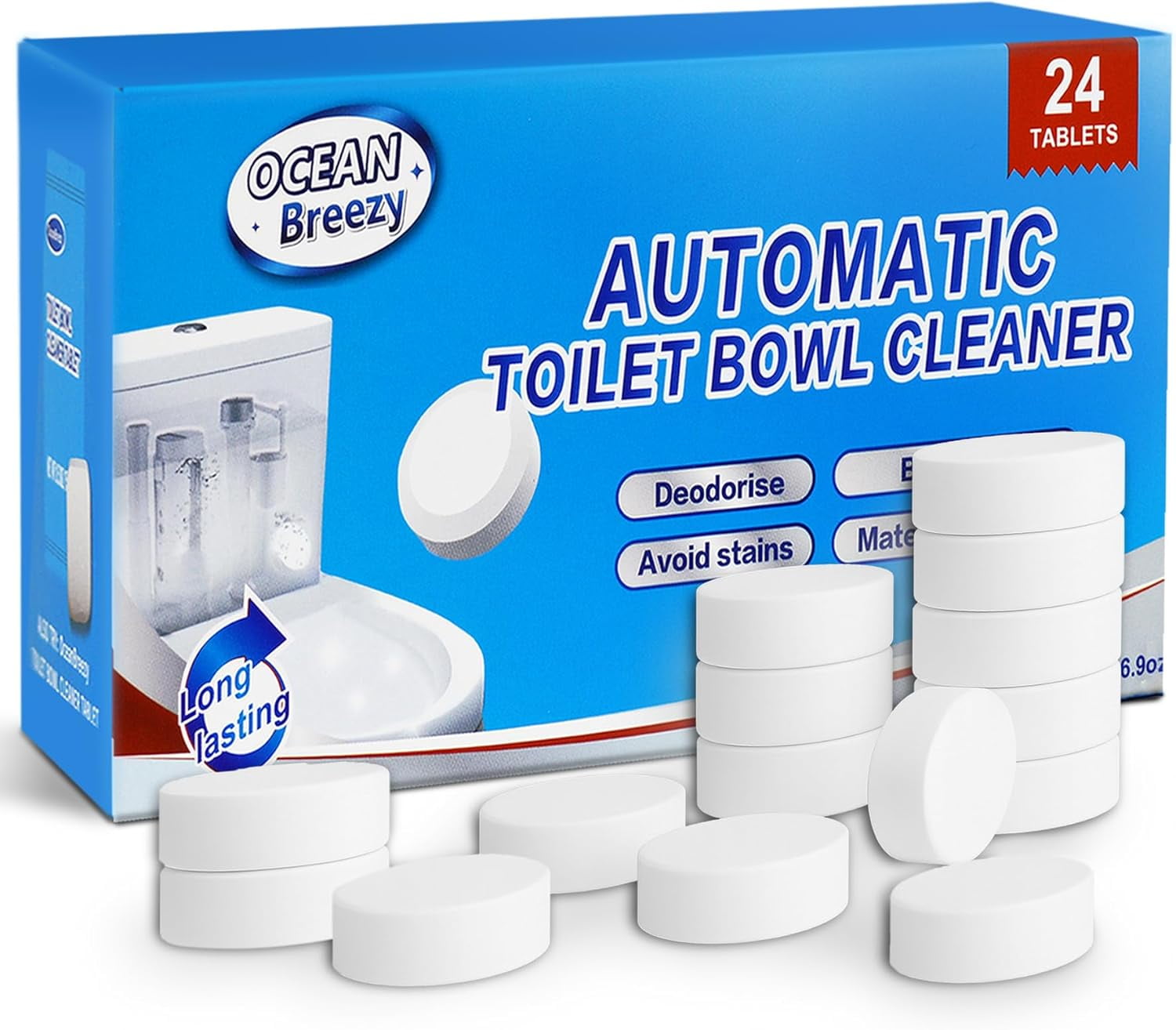Automatic Toilet Bowl Cleaner Tablets, Bleach & Oxidation Formula for ...