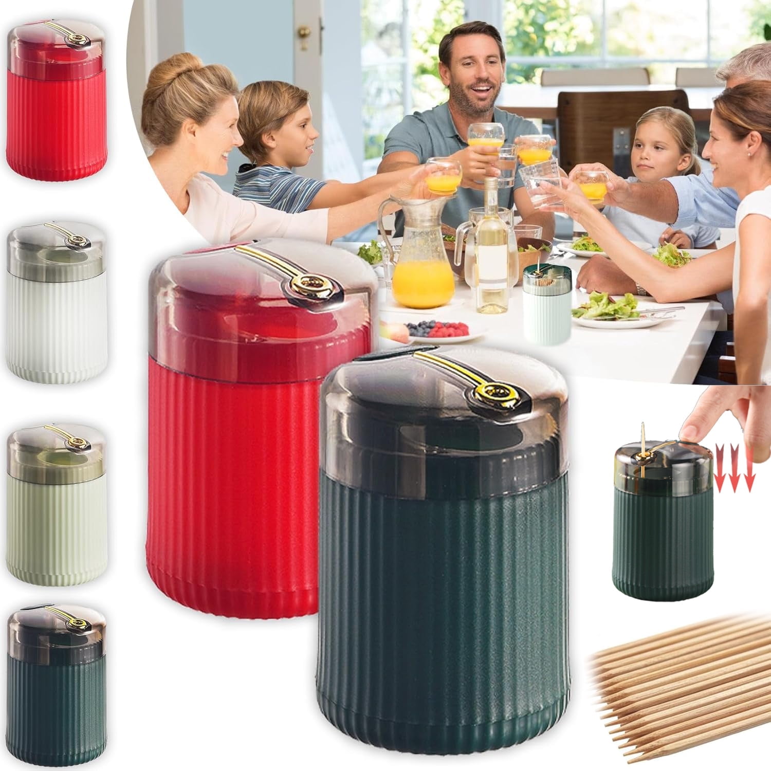 Automatic Toothpick Dispenser, Luxury Push Button Toothpick Holder with ...