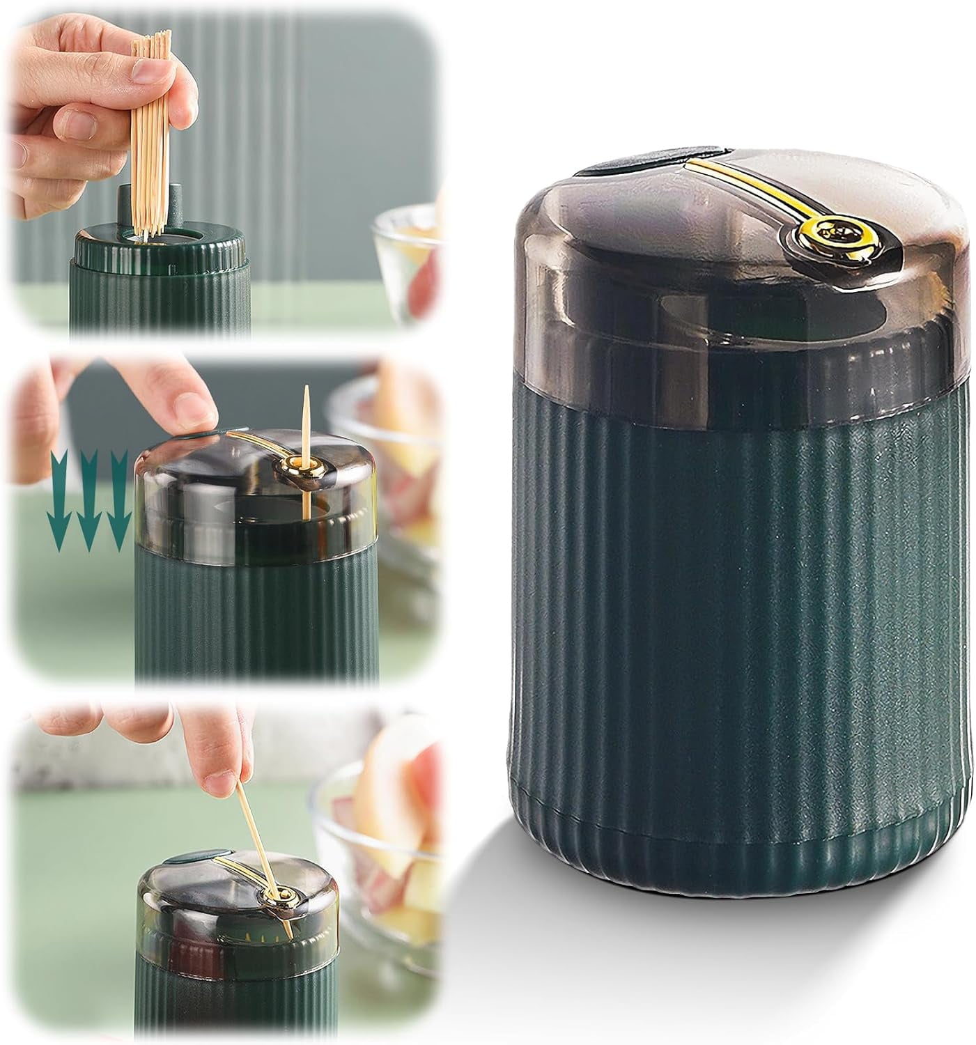 Automatic Toothpick Dispenser, Pop Up Toothpick Dispenser with 200 ...