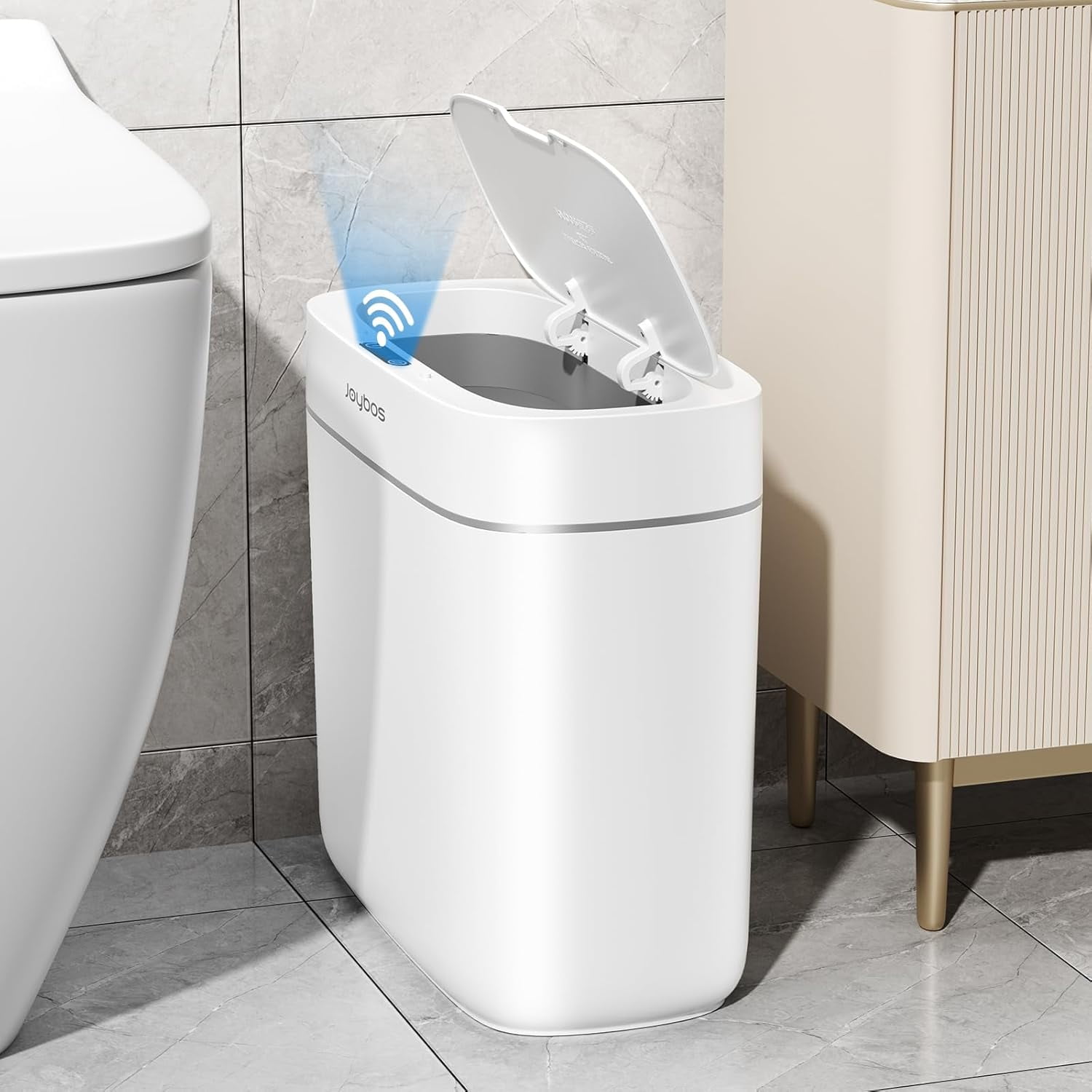 Automatic Touchless Bathroom Trash Can with Lid,3.5 Gallon Motion ...