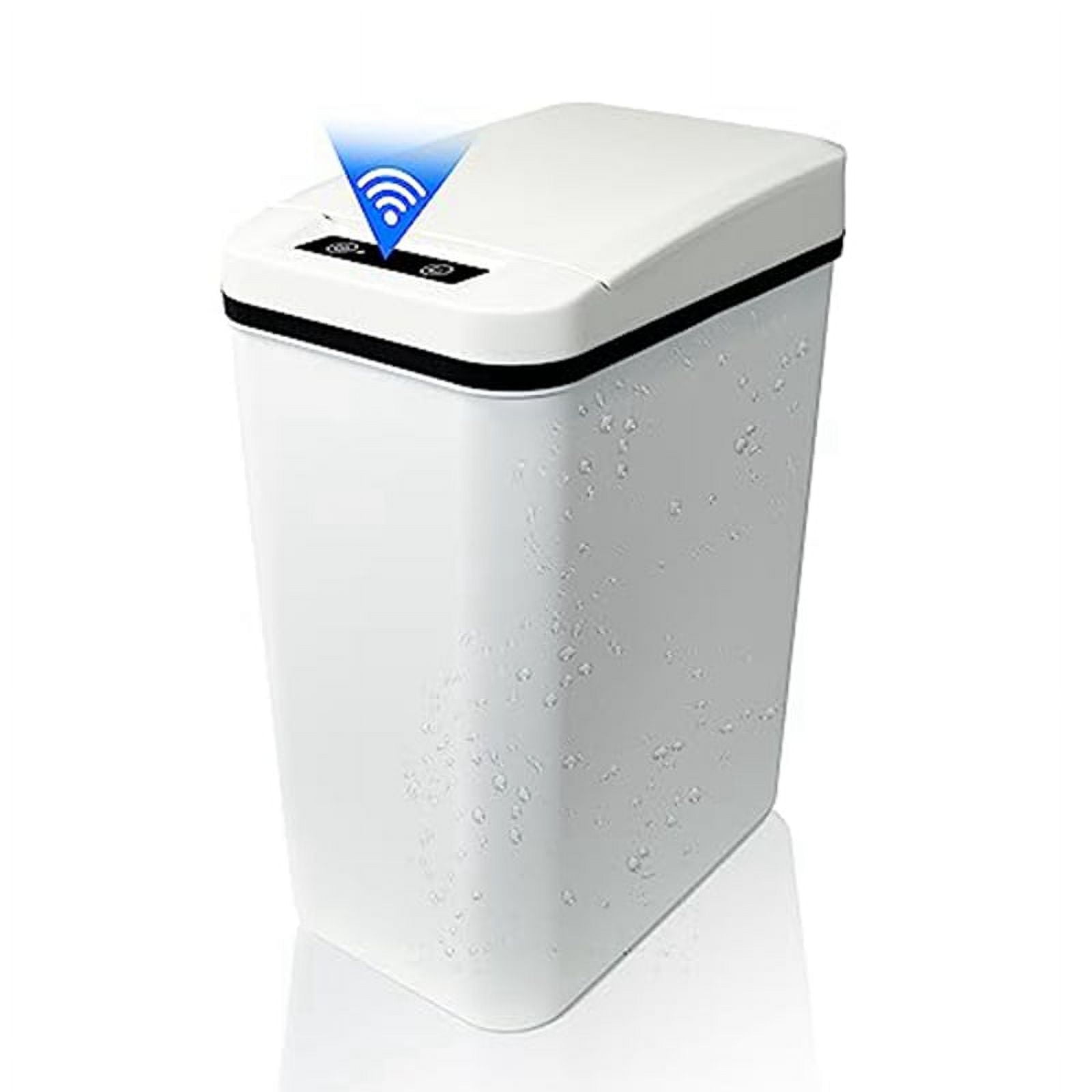 Automatic Touchless Bathroom Trash Can with Lid White Slim Narrow ...