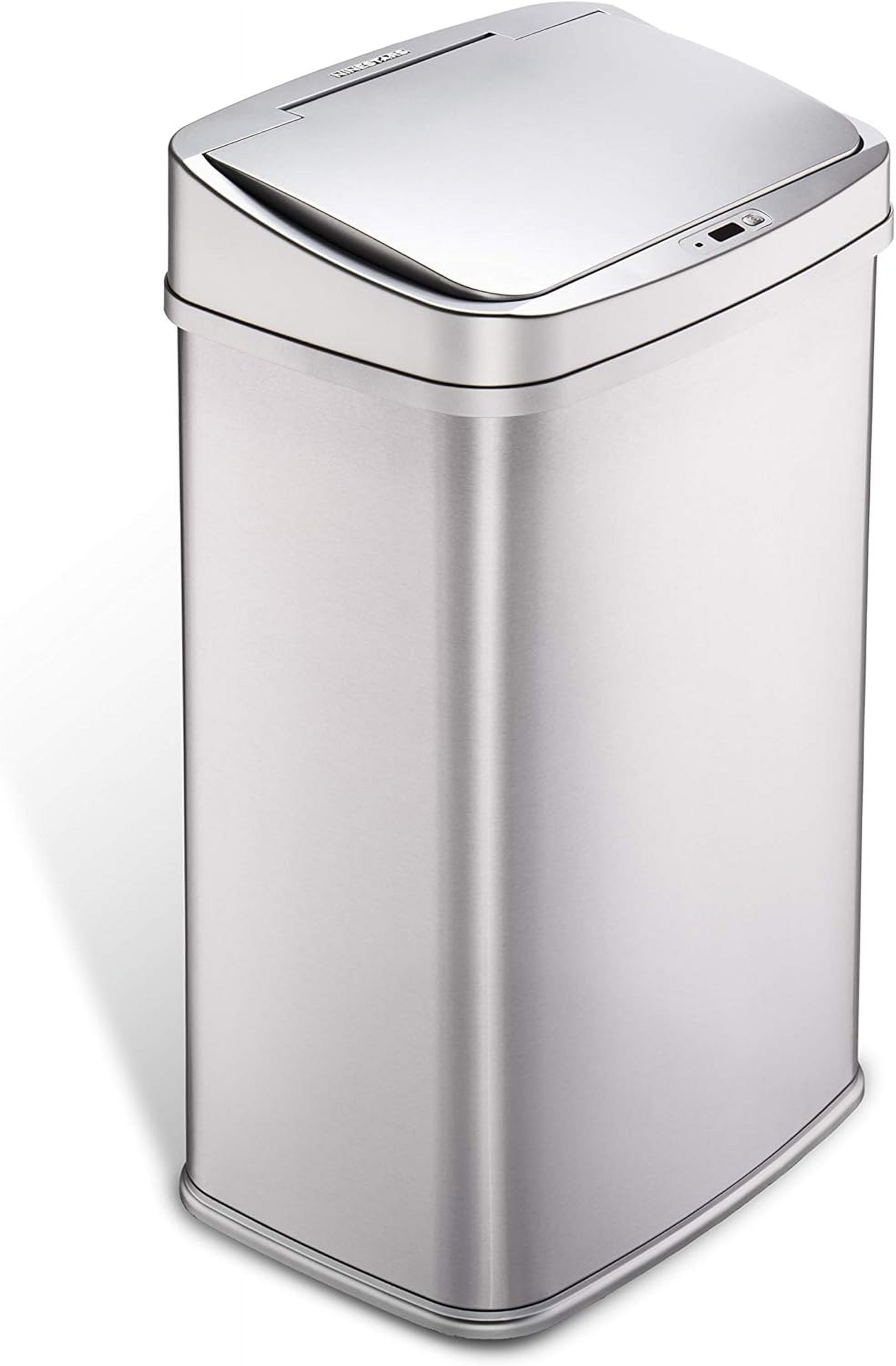Automatic Touchless Motion Sensor Rectangular Trash Can, 13 Gal, Black ...