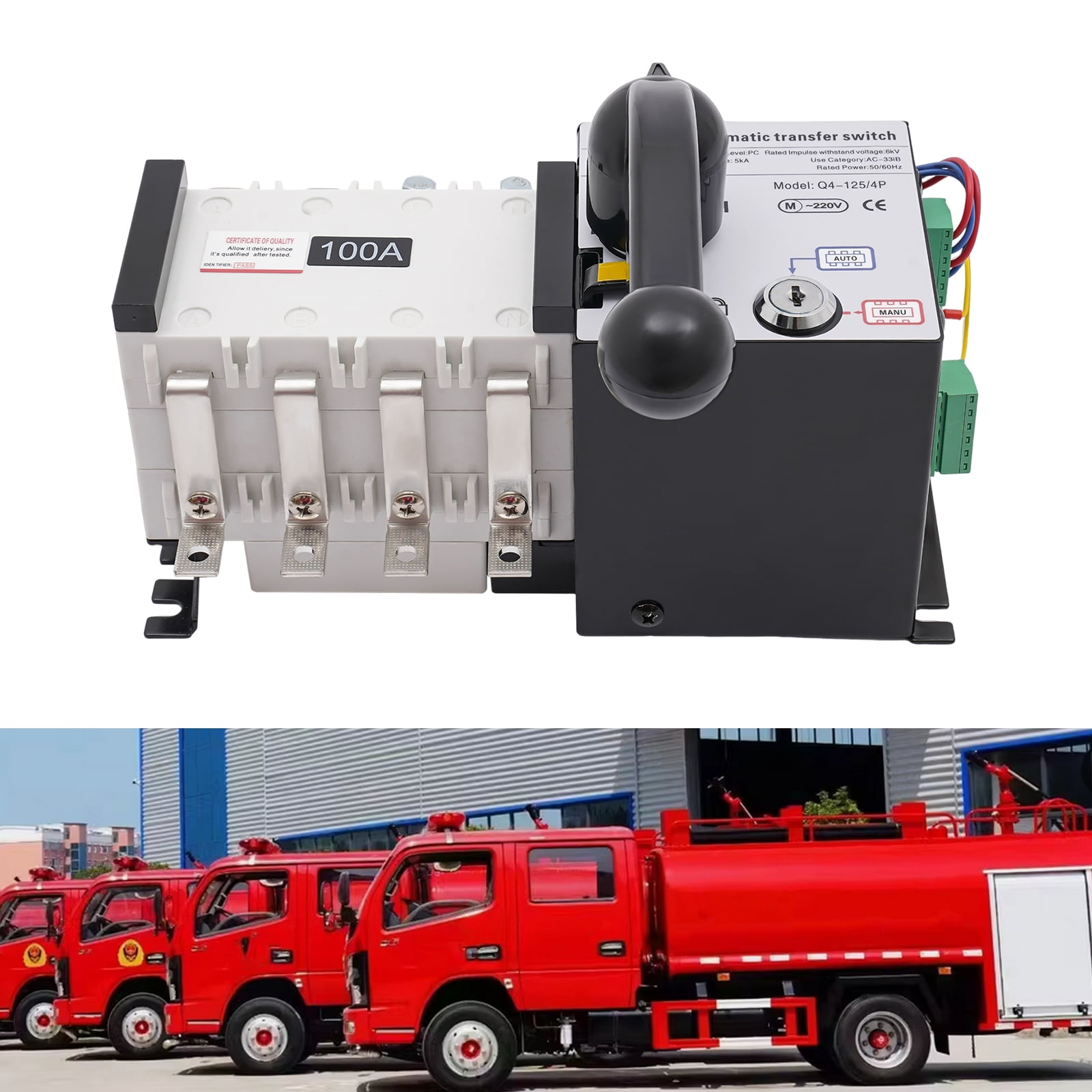 Automatic Transfer Switch, 100A Rated Current, 110/230V, 500V ...