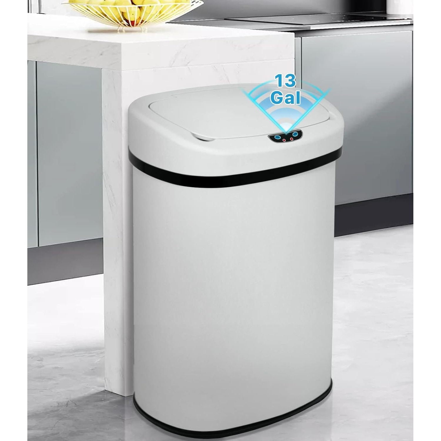 Automatic Trash Can 13 Gallon Garbage Can with Lid Stainless Steel ...