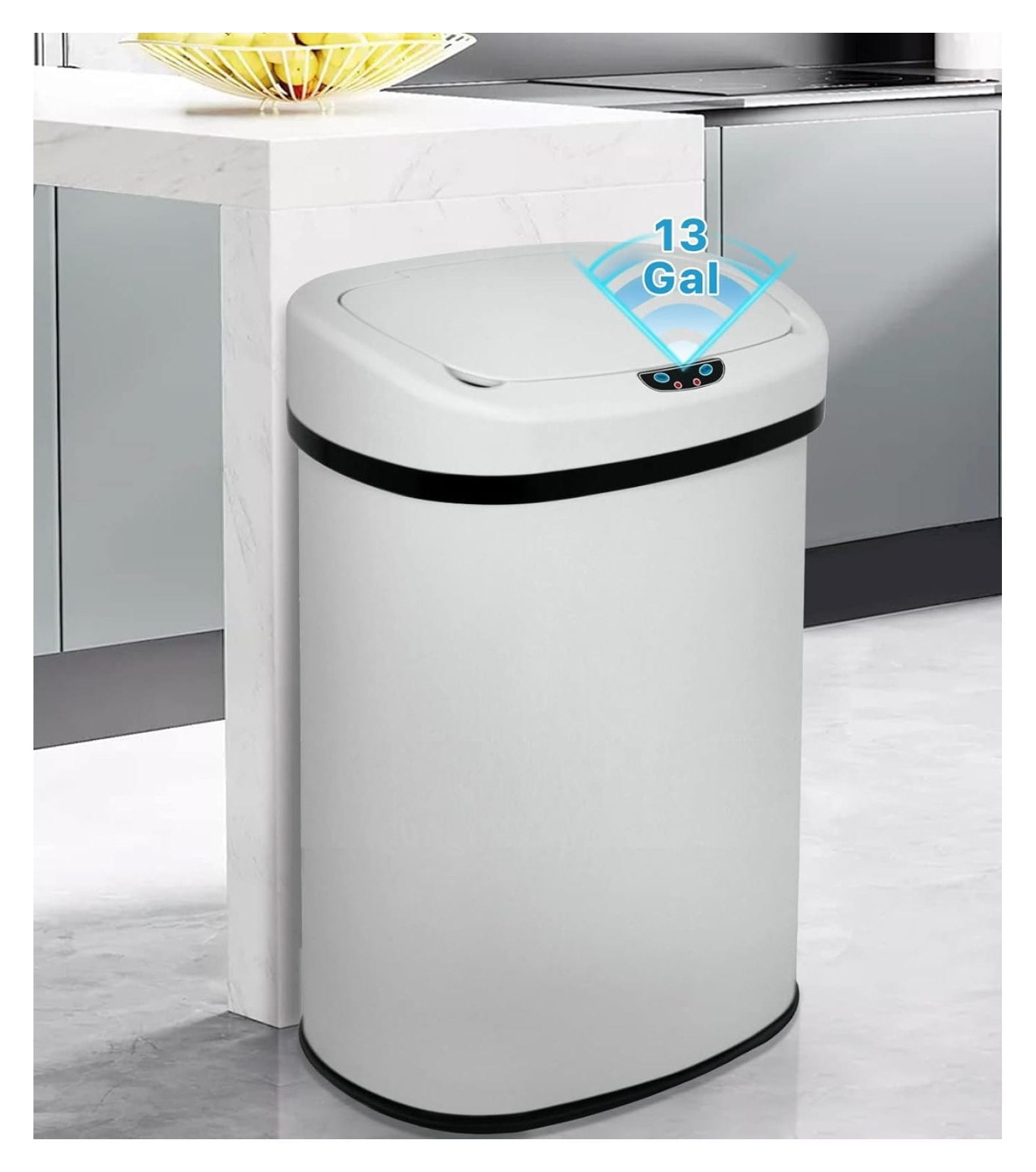 Automatic Trash Can 13 Gallon Garbage Can with Lid Stainless Steel ...