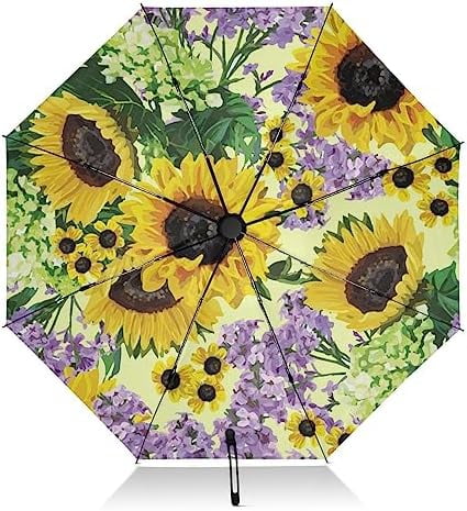 Automatic Umbrellas Sunflowers Watering Cans Lightweight Travel Compact Folding Umbrella ...