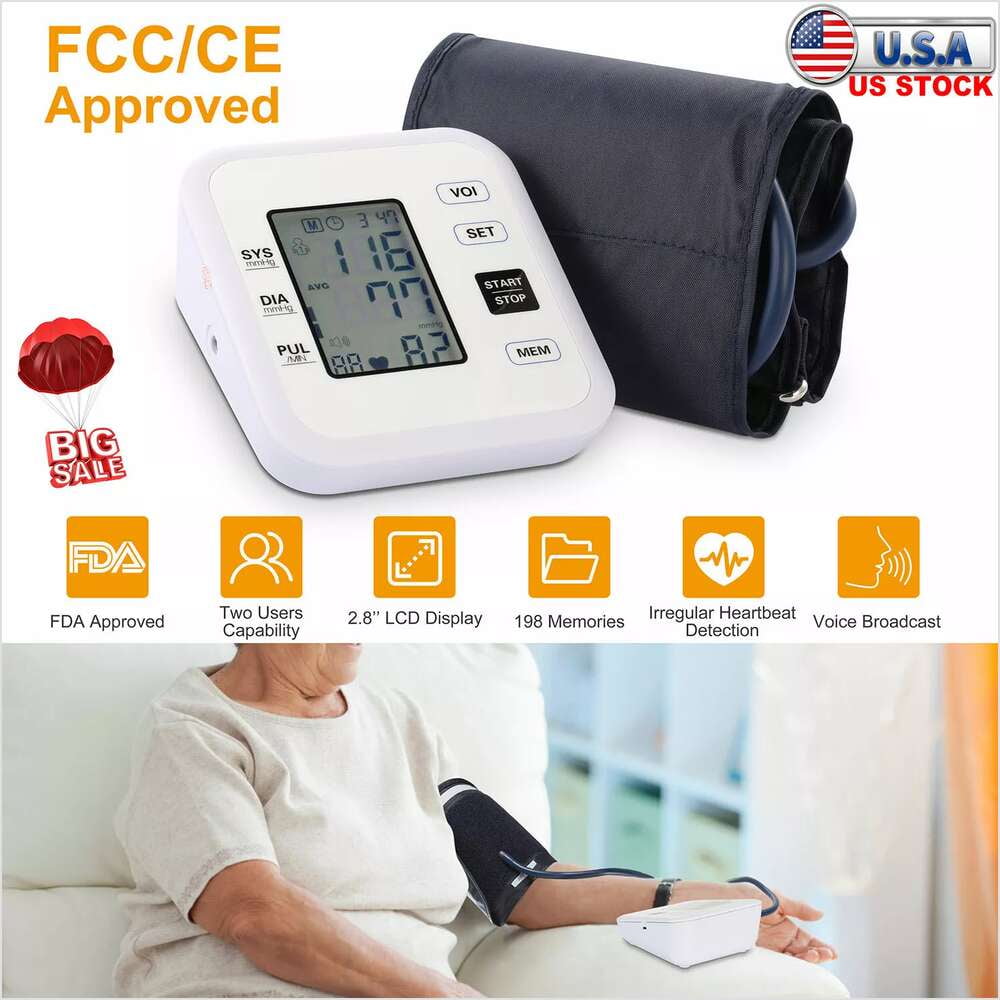 Automatic Upper Arm Blood Pressure Monitor Digital Cuff - Walmart.com