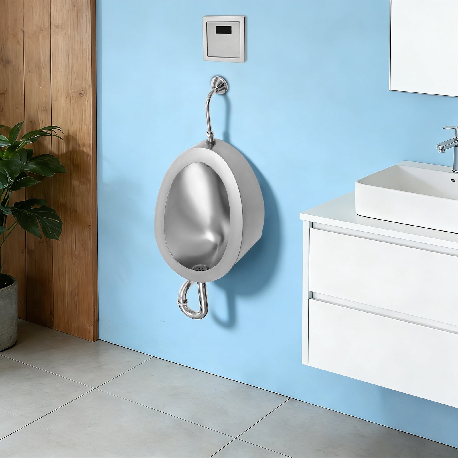Automatic Wall Mounted Men's Bathroom Urinal, Intelligent Sensor Flush ...
