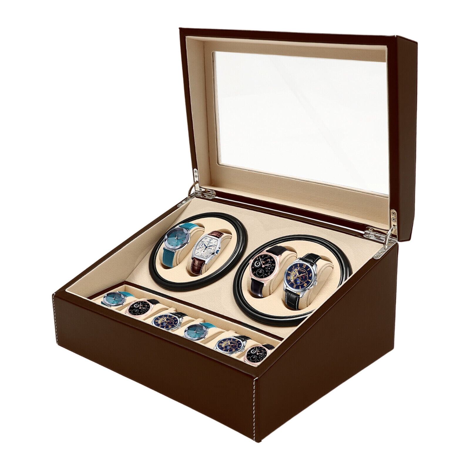 Automatic Watch Box - Rotation Watch Winders Organizer Box 4+6 Watch ...