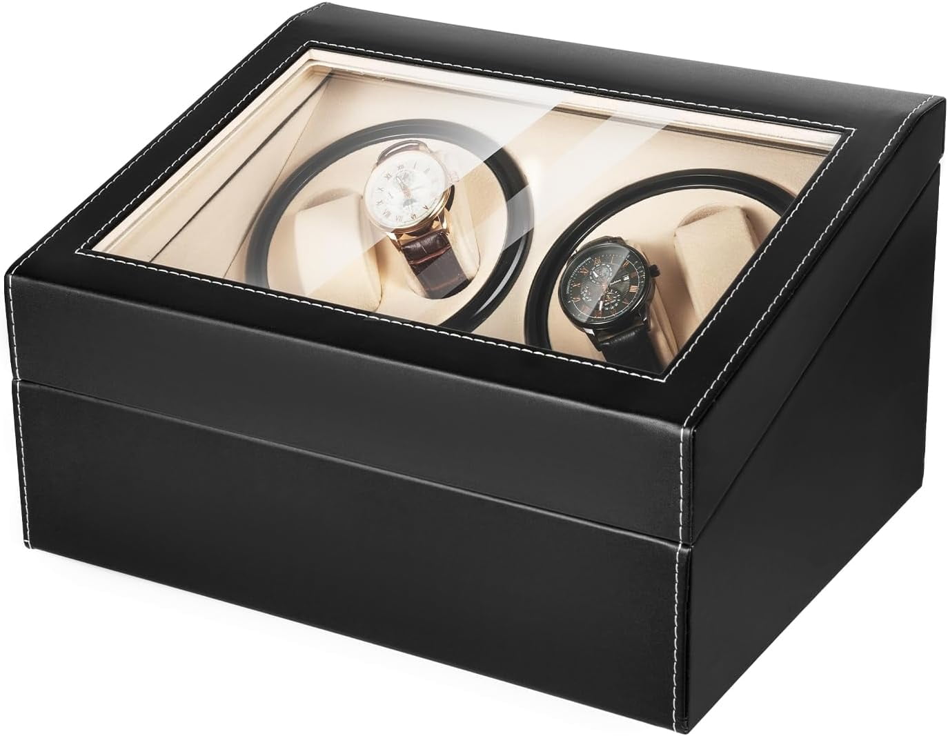 Automatic Watch Winder Box, Rotating 4+6 Automatic Rotation Leather ...