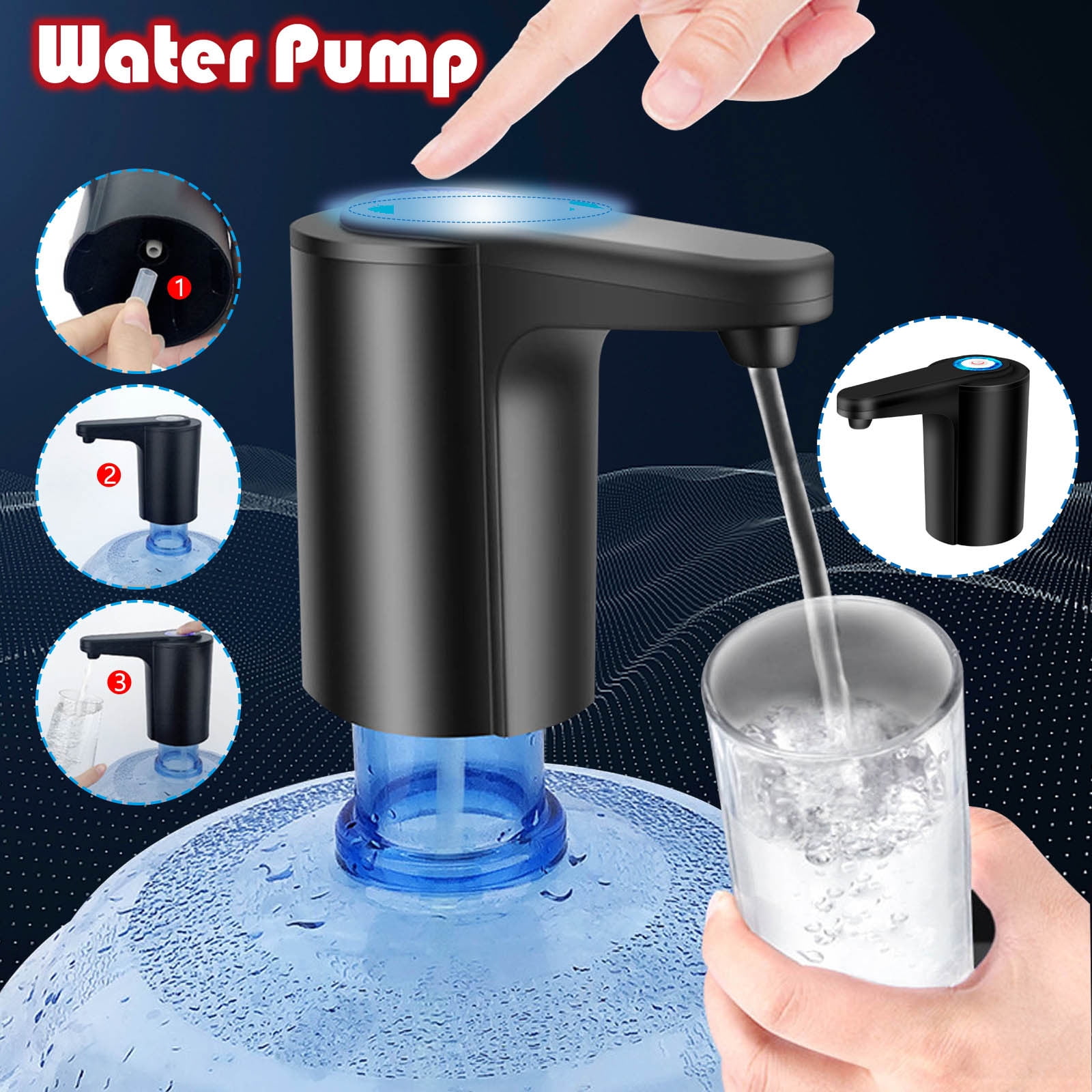 Automatic Water Dispenser, Charging Bucket Water Pump, Quiet 360-Degree ...