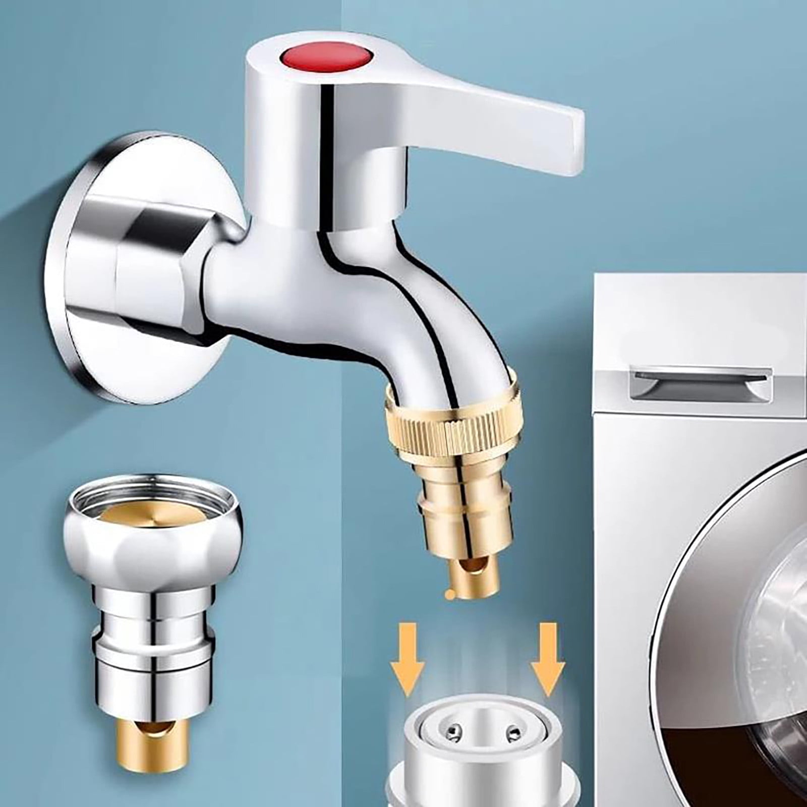 Automatic Water Stop Connector, Washing Machine Hose Adapter, Brass 1/2 ...