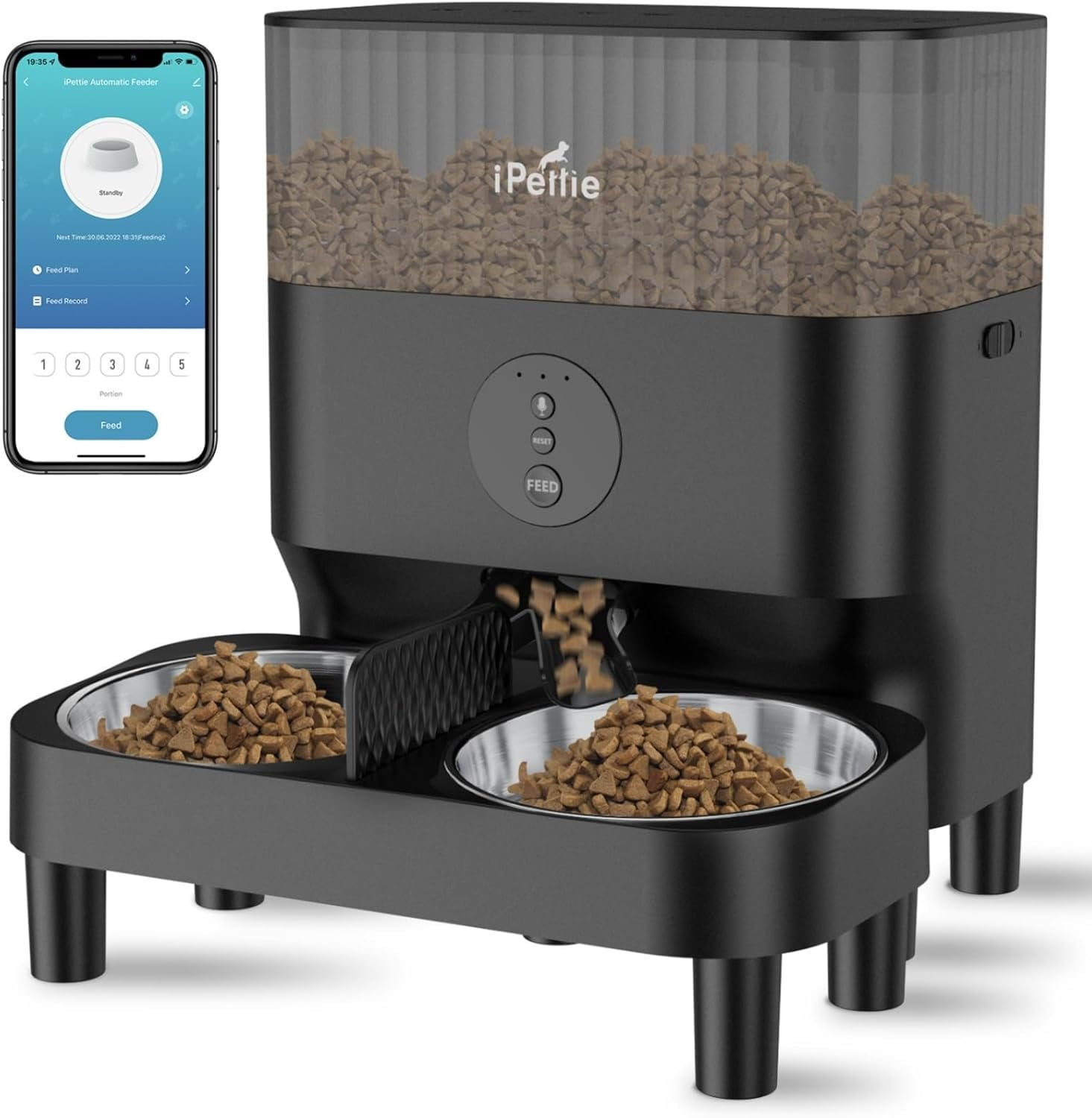 Automatic WiFi Feeder for 2 s, 5L Capacity, 1-10 Meals Per Day ...