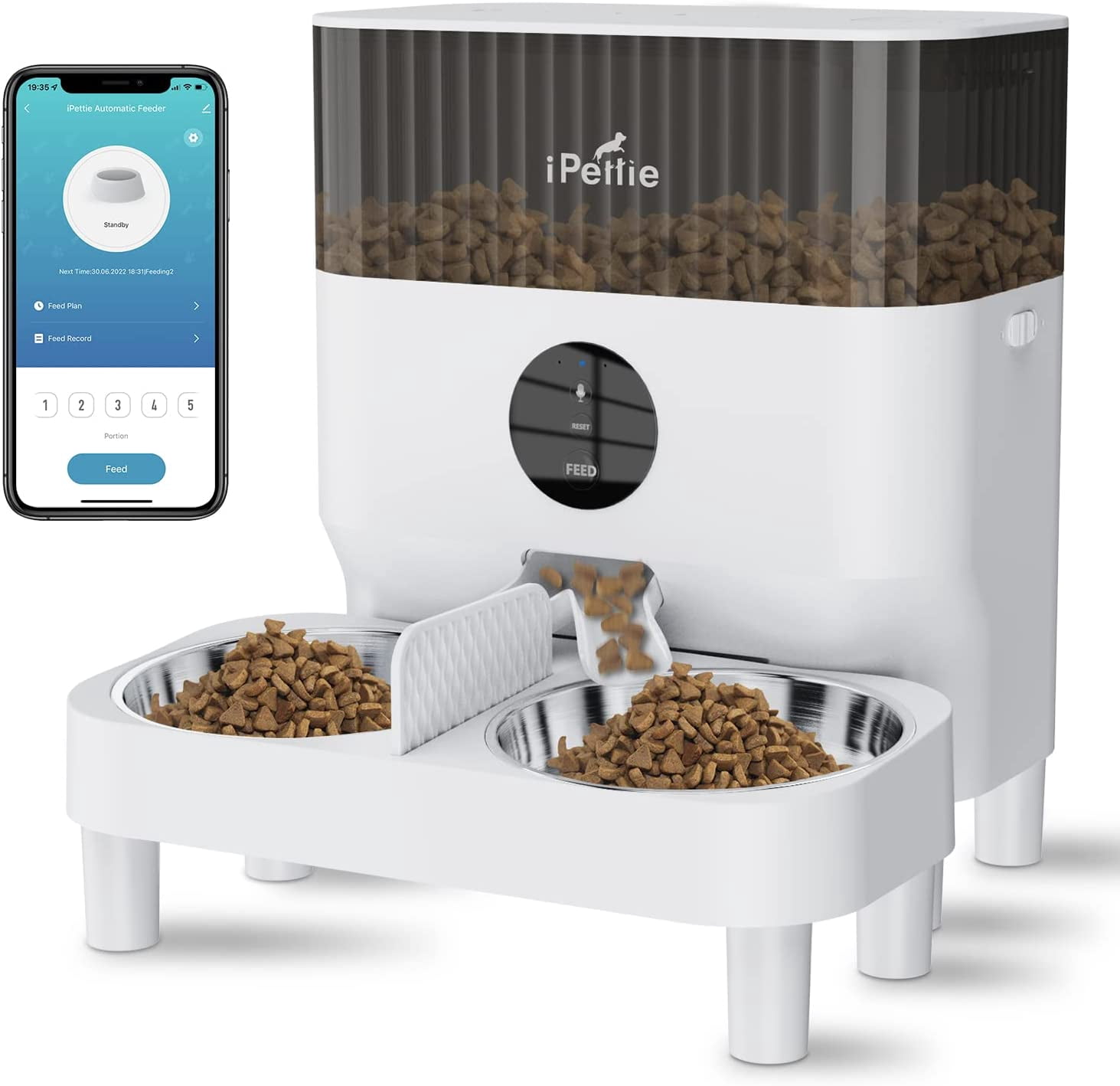Automatic WiFi Pet Feeder for 2 Pets, 5L/21 Cup Capacity, 1-10 Meals ...