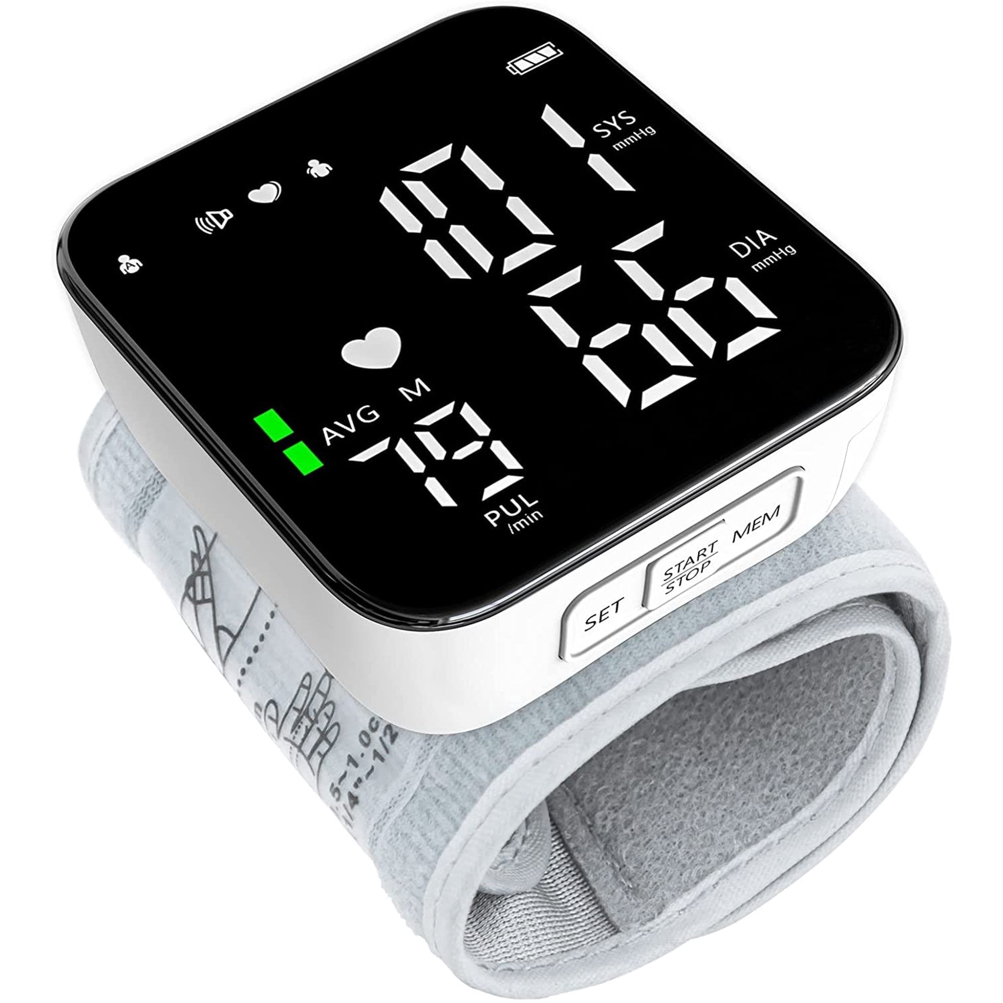 Automatic Wrist Blood Pressure Monitor, Adjustable Wrist Cuff, Portable ...