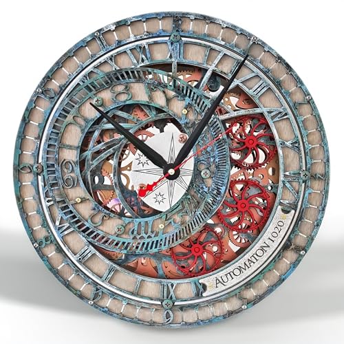Automaton Orloj Astronomical Moving Gears Wall Clock Wizard Tower Clock ...