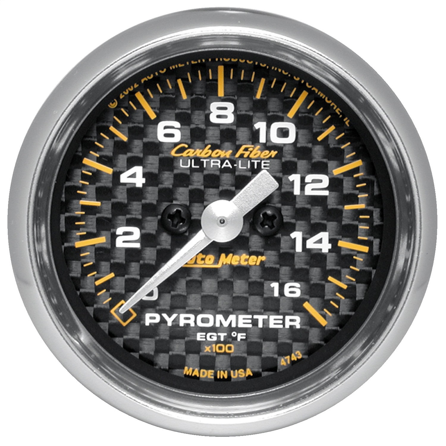 Autometer 4744 Carbon Fiber Pyrometer (Egt) Gauge, 2-1/16", 1600 F ...