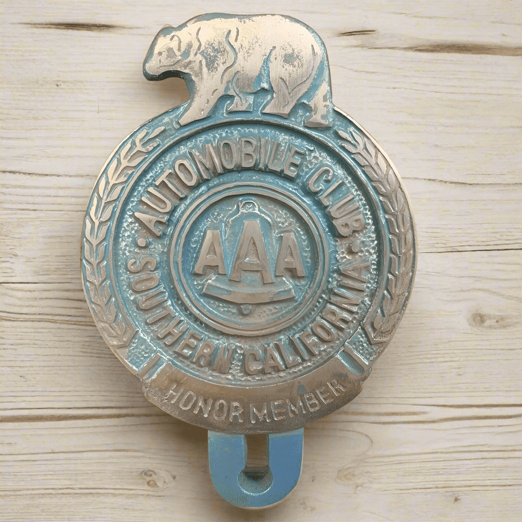 AAA Automobile Club Bear License Plate FOB Topper With Painted Antique ...