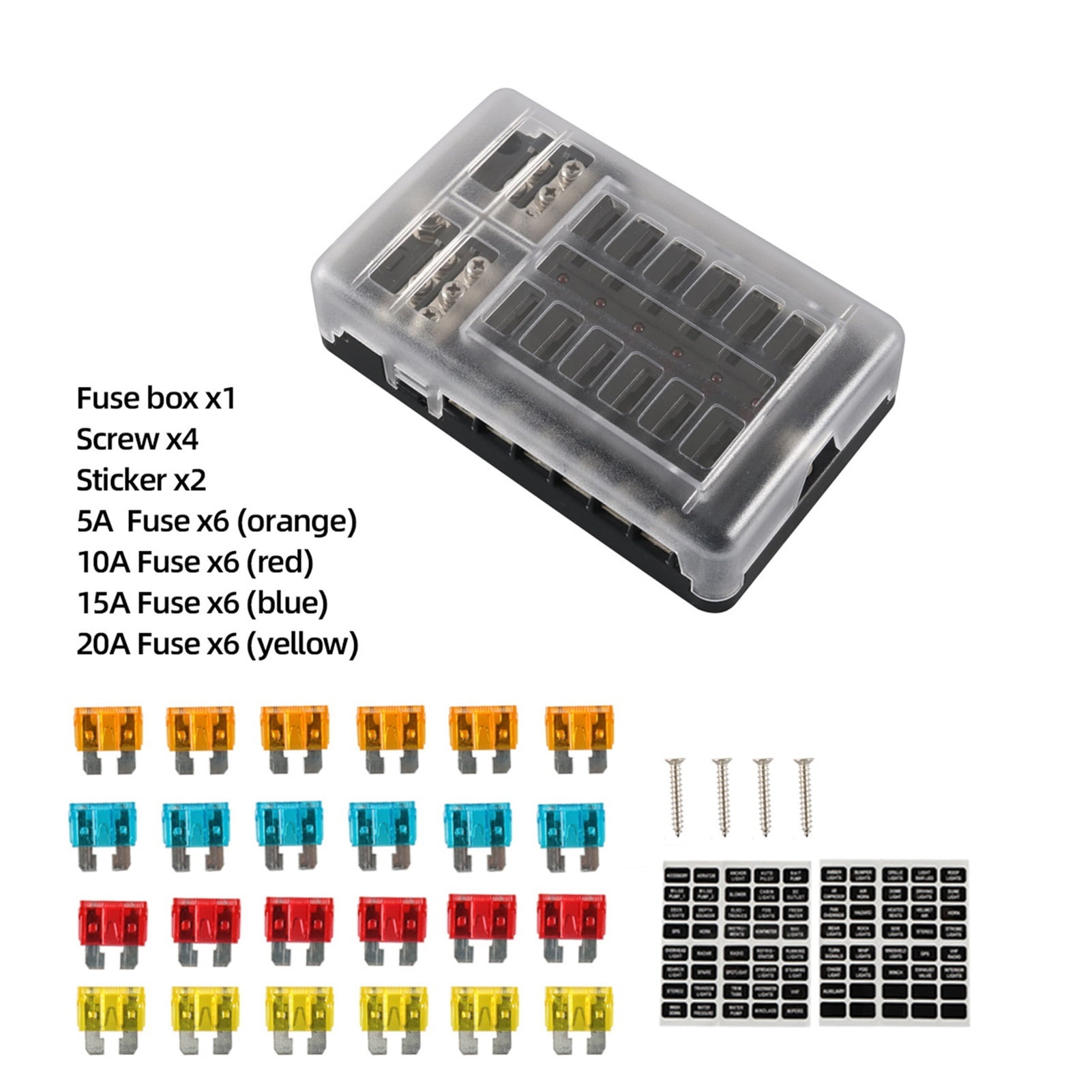 Automobile Fuse Box Assembly Multi-way Fuse Holder 12-way Fuse Box 12 ...