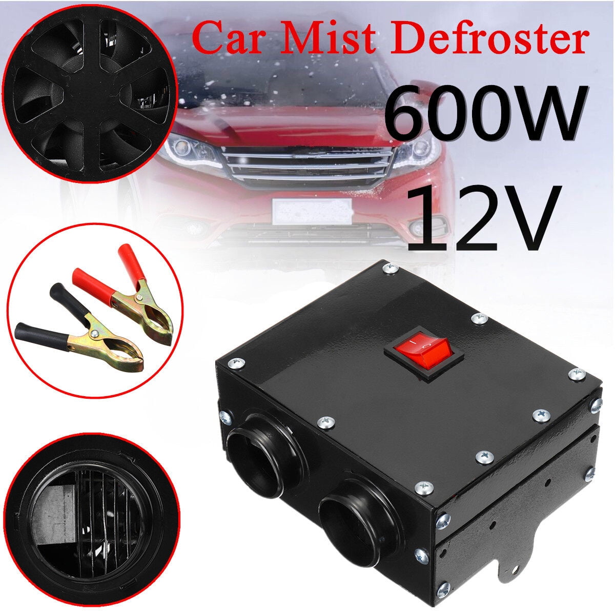 Automobile Interior Heater, 12V 600W Dual Gear 2 Hole Compact Car ...