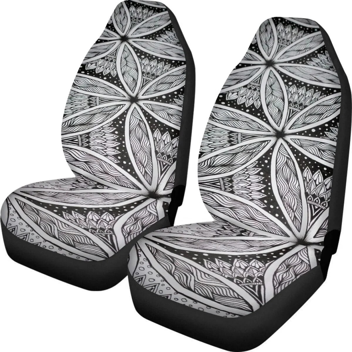Automobile Seats Protector Cover Polynesian Totem Pattern Black and ...