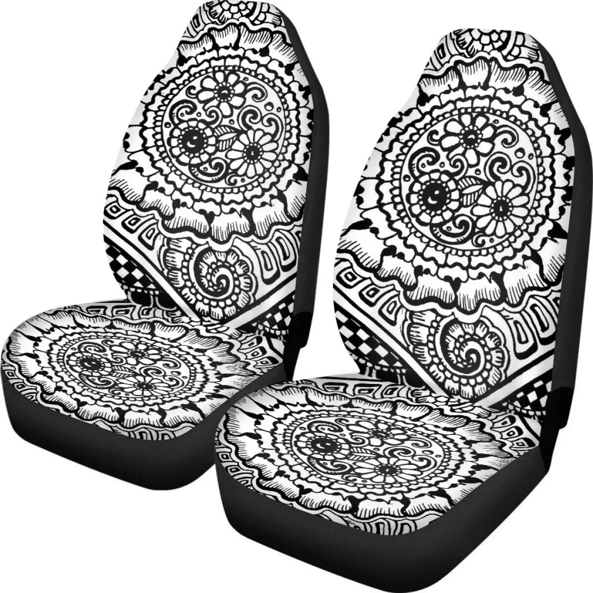 Automobile Seats Protector Cover Polynesian Totem Pattern Black and ...