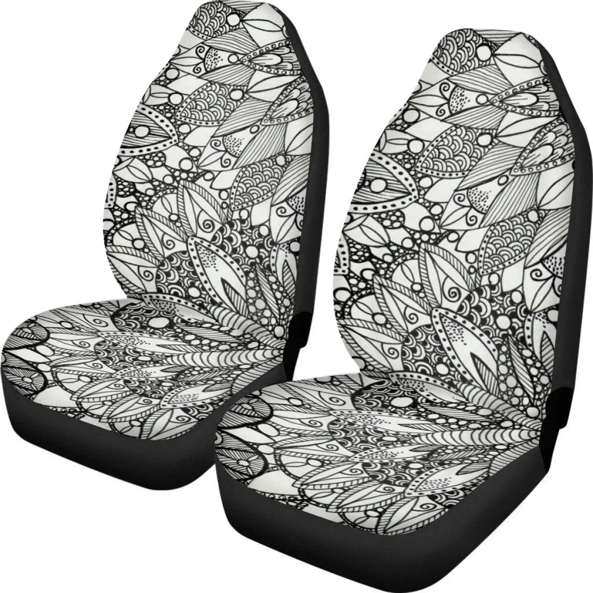 Automobile Seats Protector Cover Polynesian Totem Pattern Black and ...